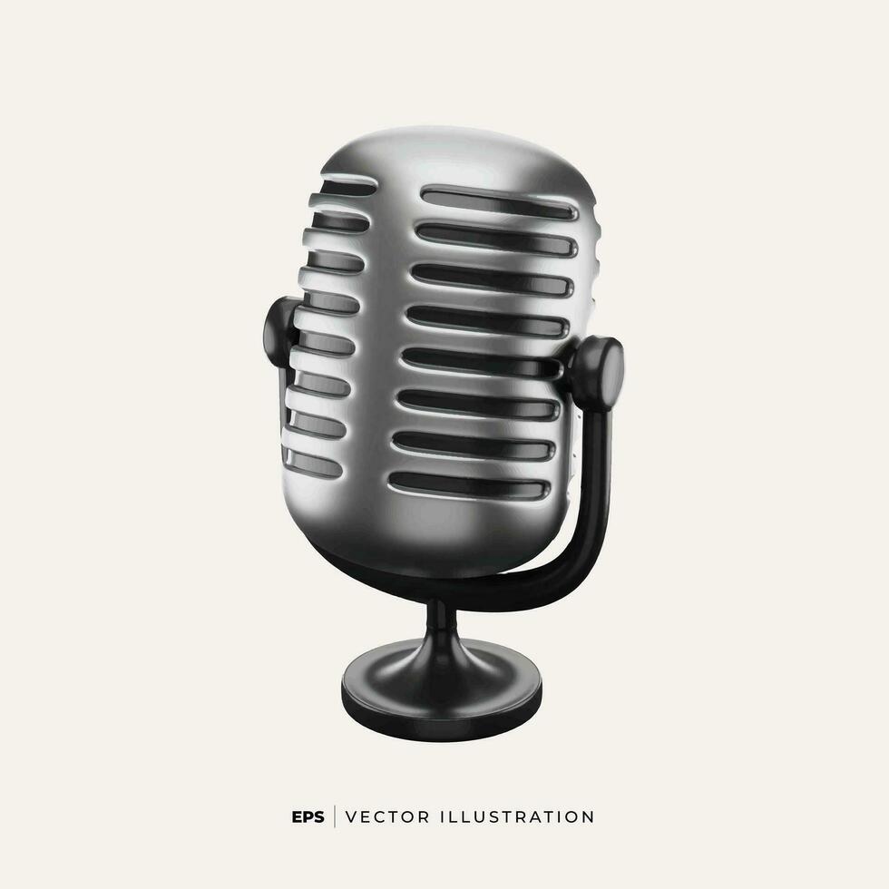 3D Studio realistic microphone and scene audio equipment, vintage and ...