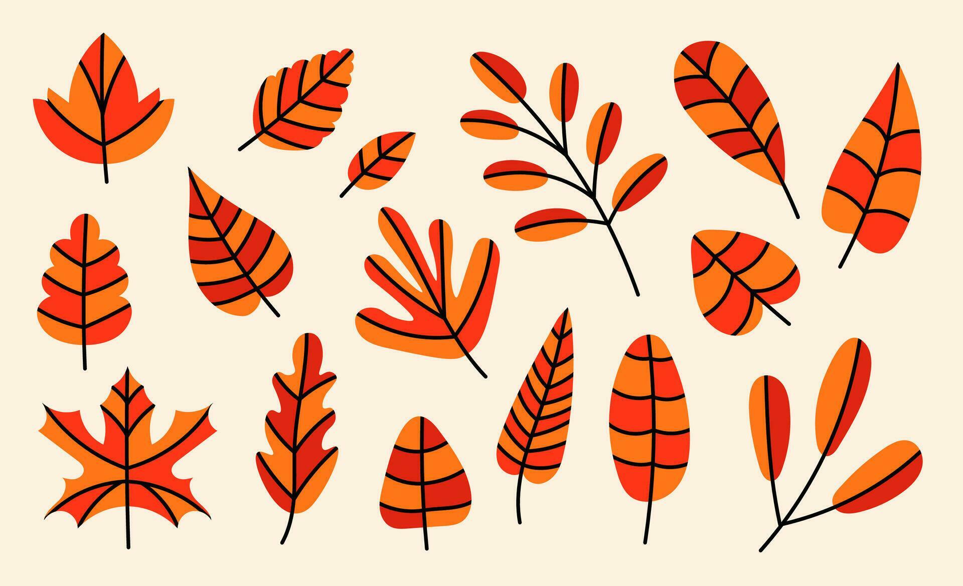 Autumn Leaves Doodle Set 26528735 Vector Art at Vecteezy