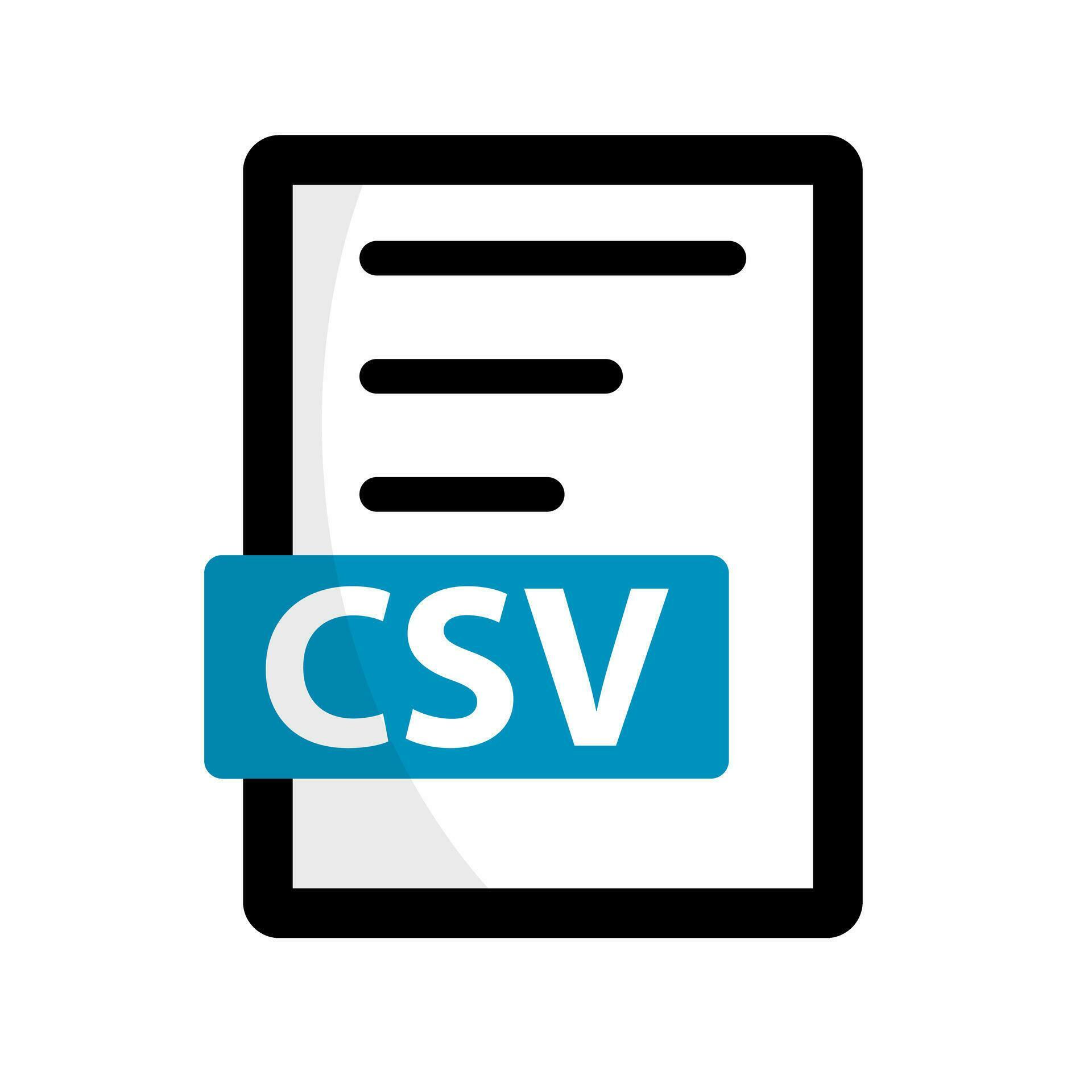 Flat design CSV file icon. Data sheet. Import or export file. Vector ... Flat design CSV file icon. Data sheet. Import or export file. Vector ...