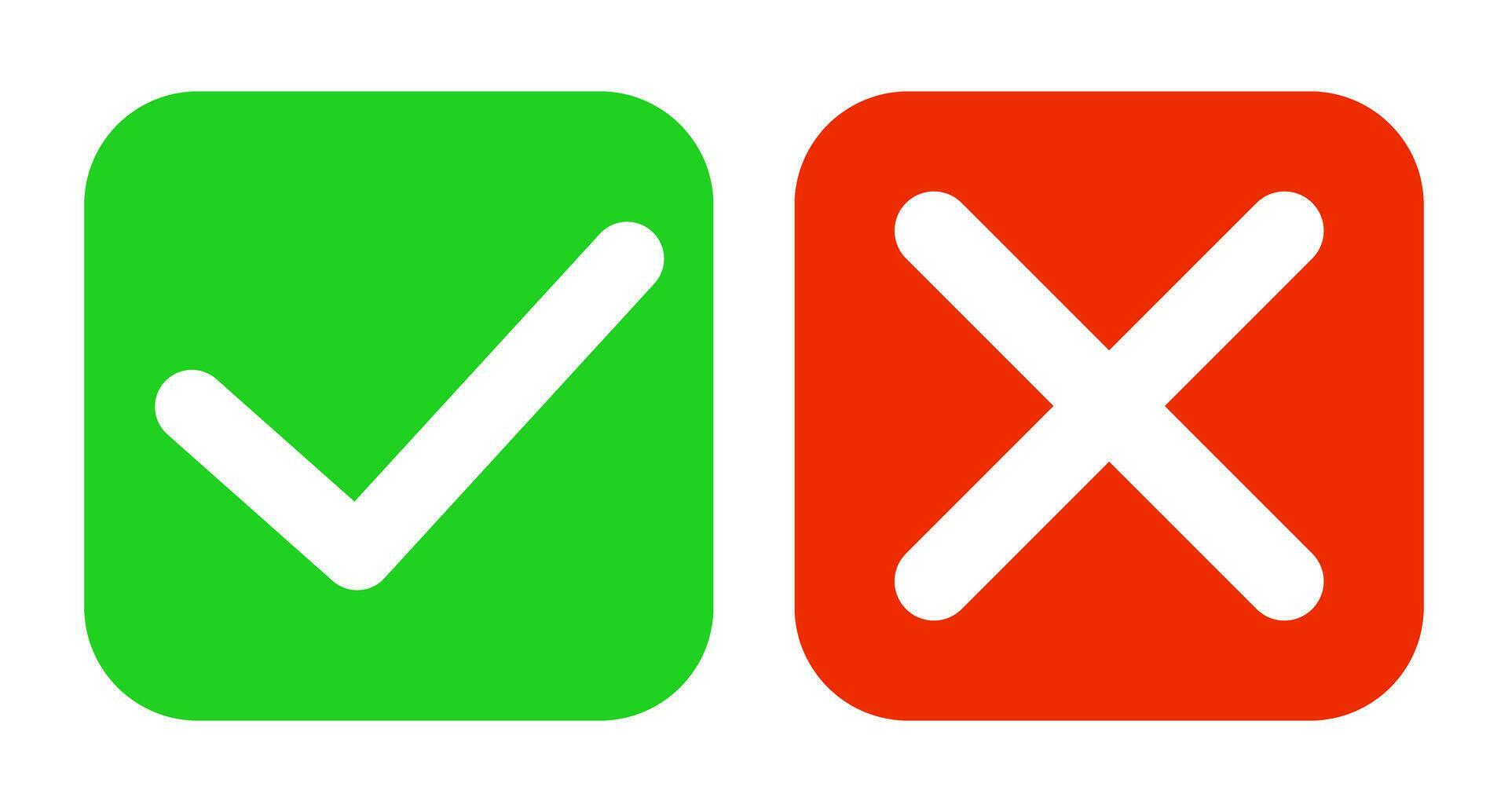 Check box and cross mark box icon set. Sign of success and failure. Vector. 26530454 Vector Art ...