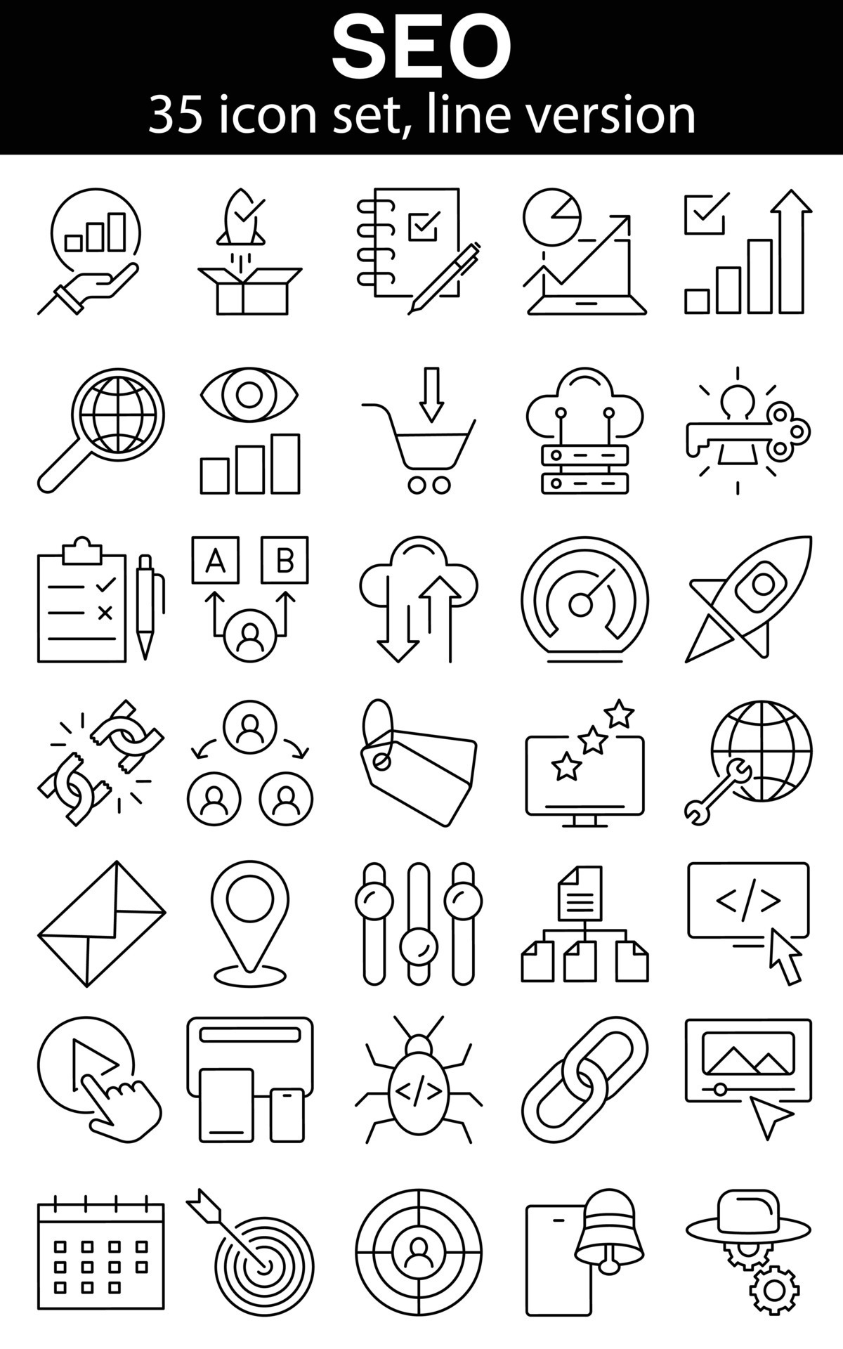 Search Engine Optimization Seo Thin Line Icons Set Seo Icon Collection Web Development And