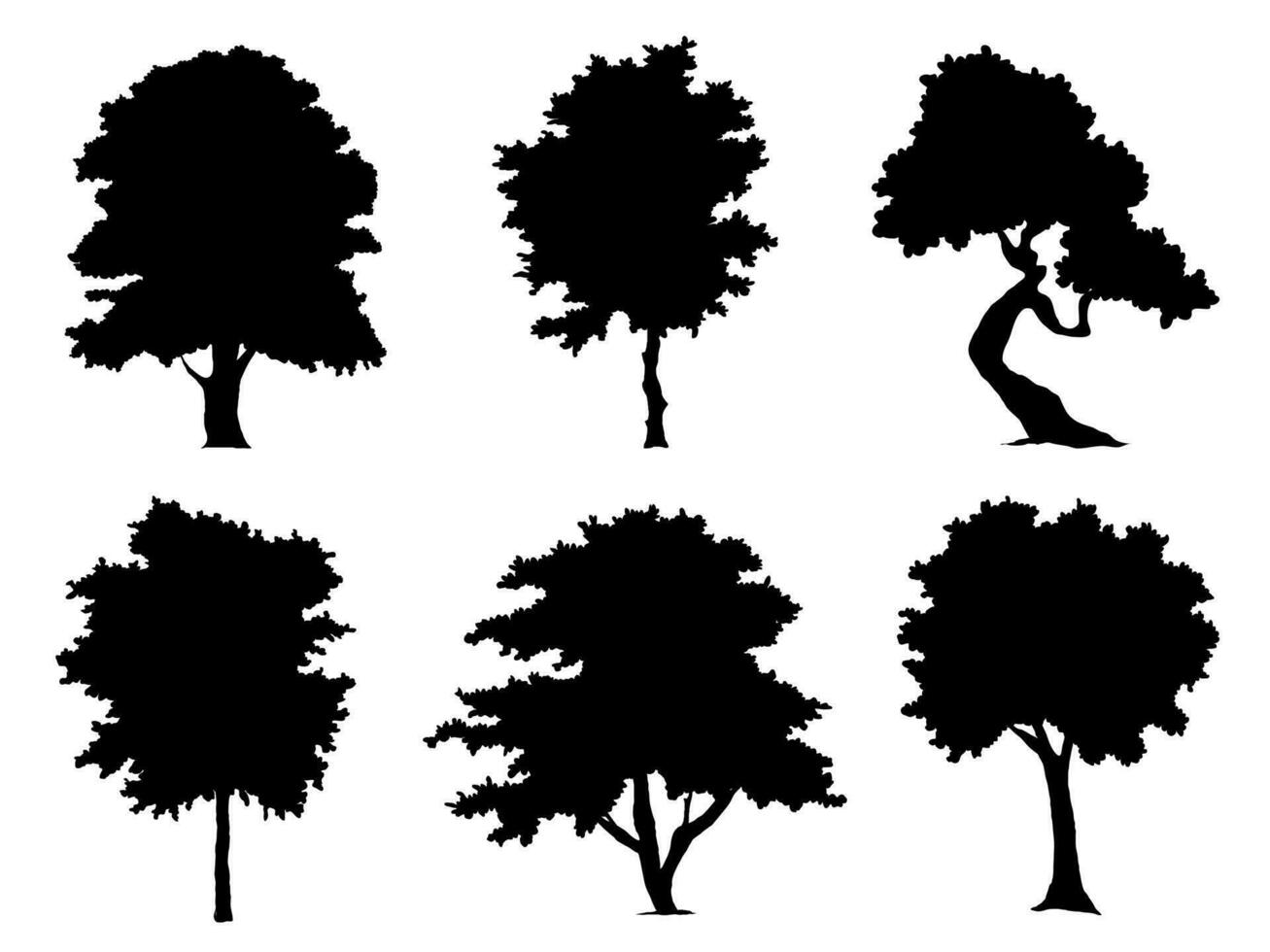 collection isolated tree Symbol silhouette style on white background ...