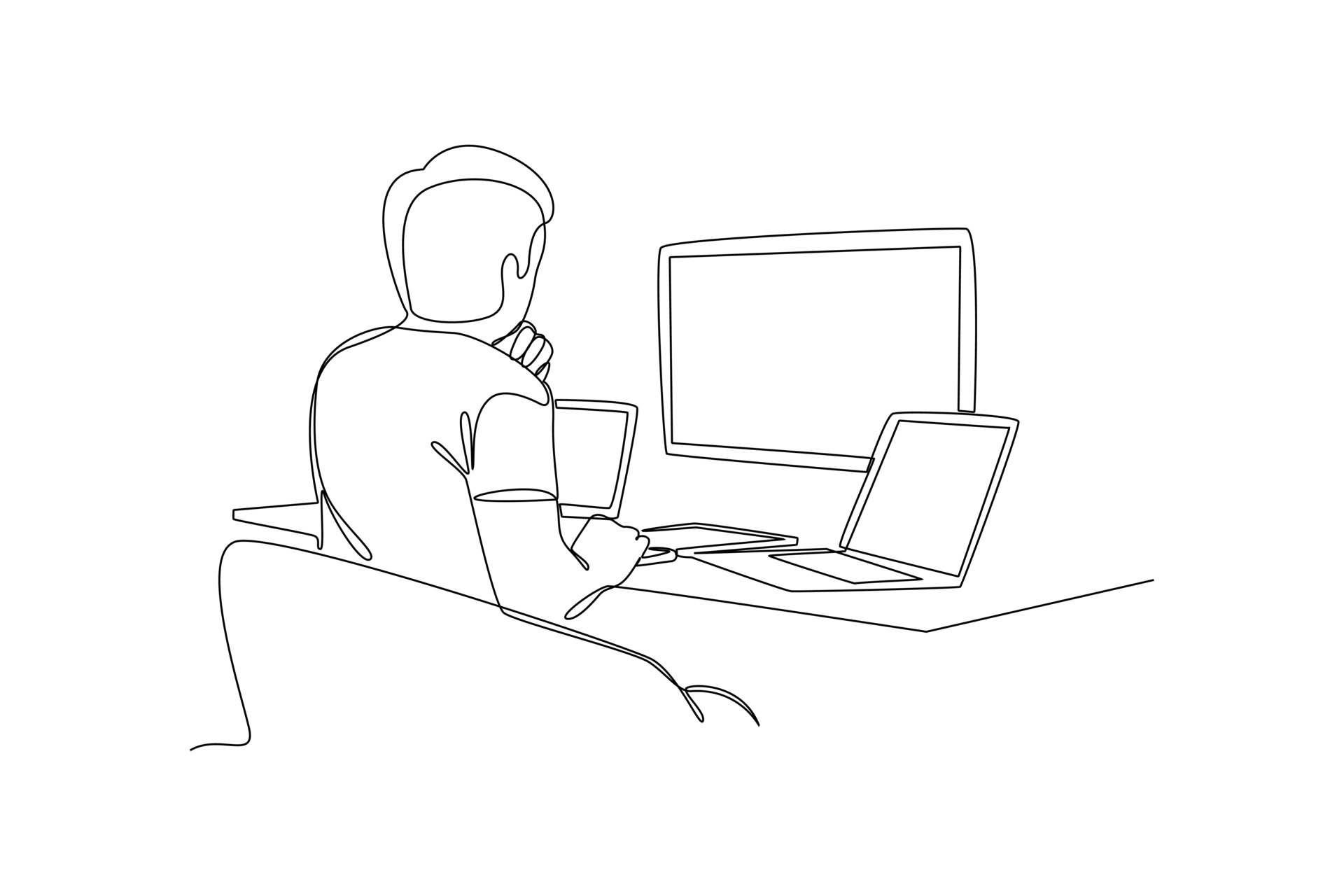 One continuous line drawing of effective and productive concept. Doodle ...