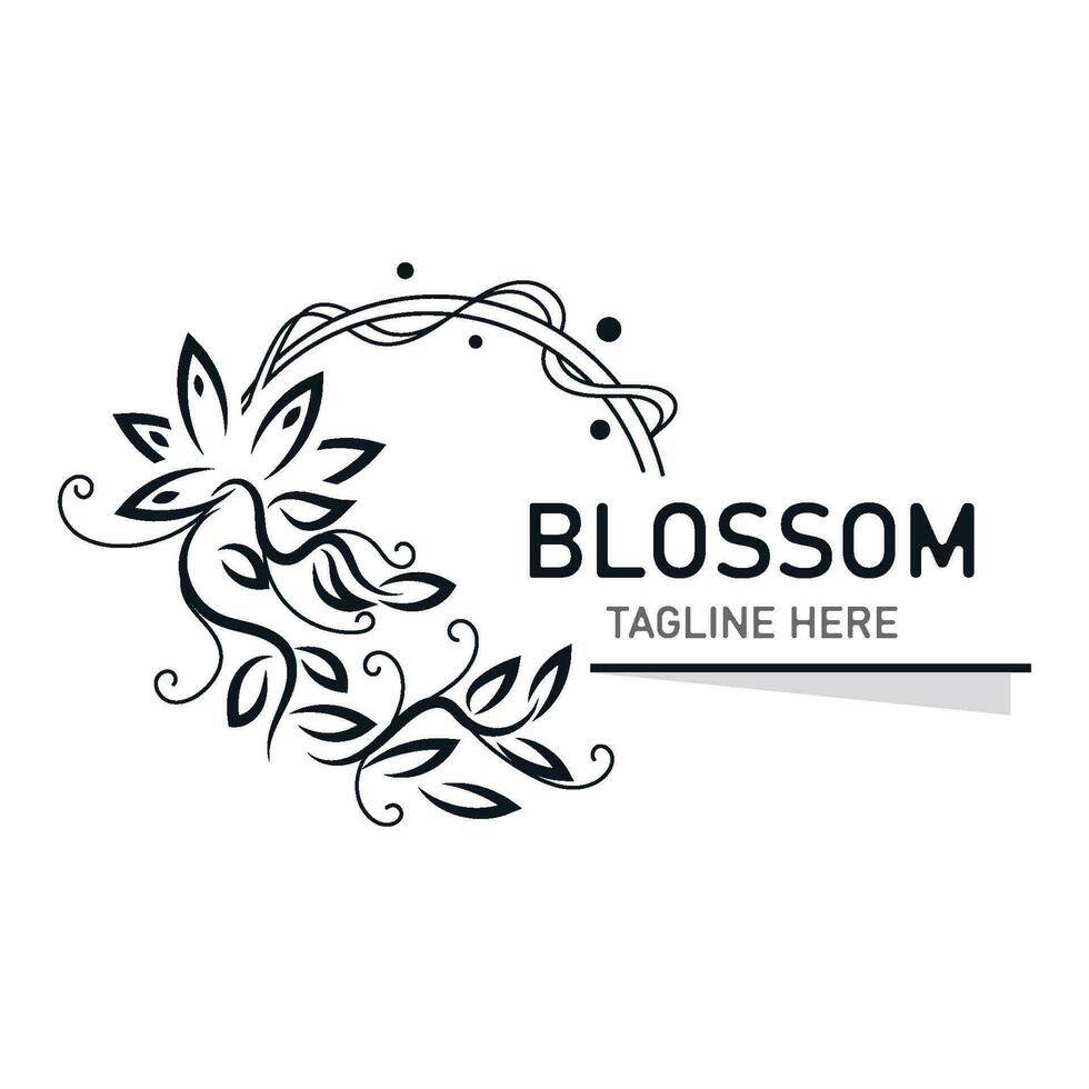 Blossom Floral Beautiful Leaf And Flower Vector Art Icon Graphic