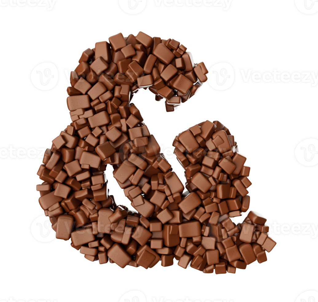 Letter and made of chocolate Chunks Chocolate Pieces Special character 3d illustration 26537869 PNG