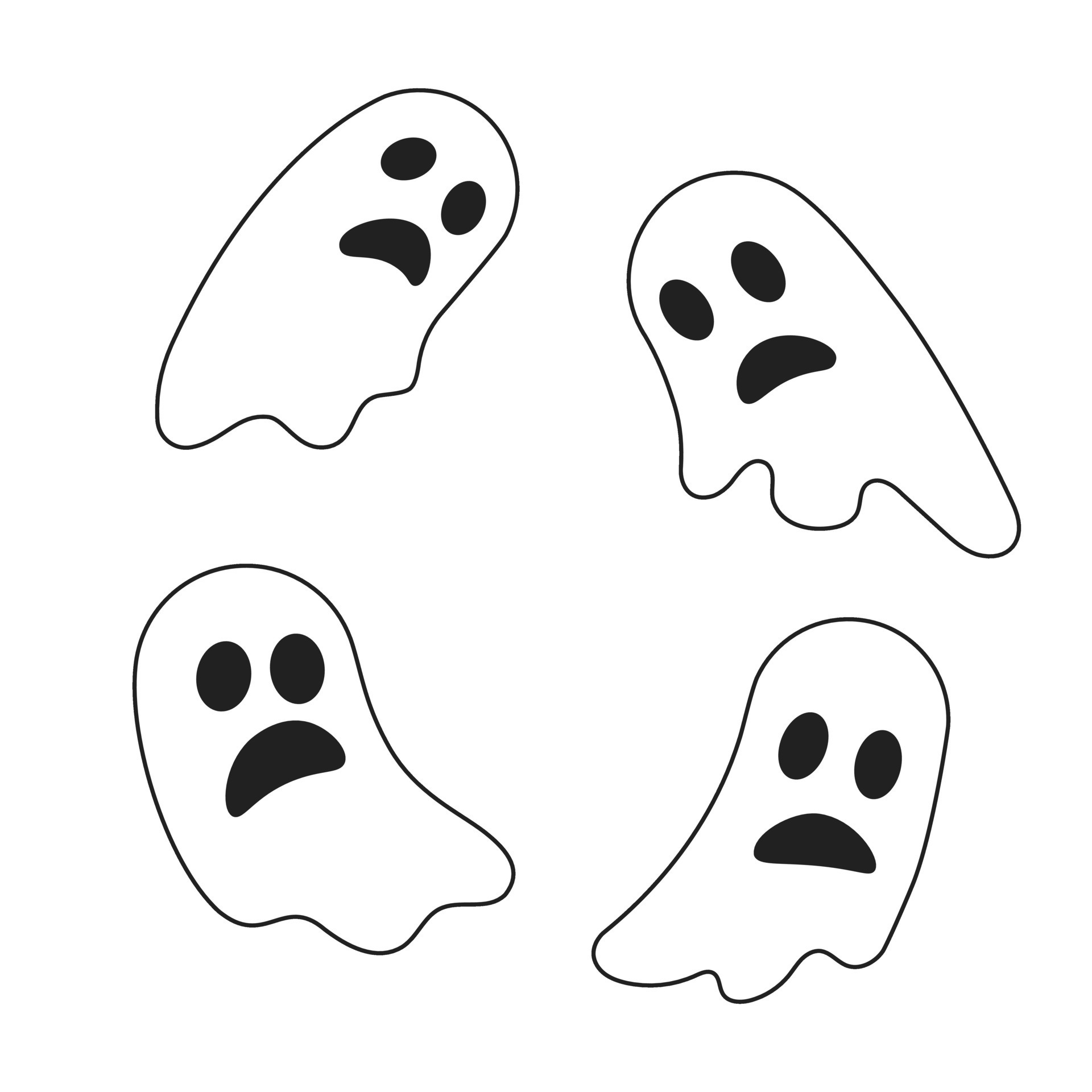 Spooky ghosts monochrome flat vector object. Halloween haunted house ... Spooky ghosts monochrome flat vector object. Halloween haunted house ...