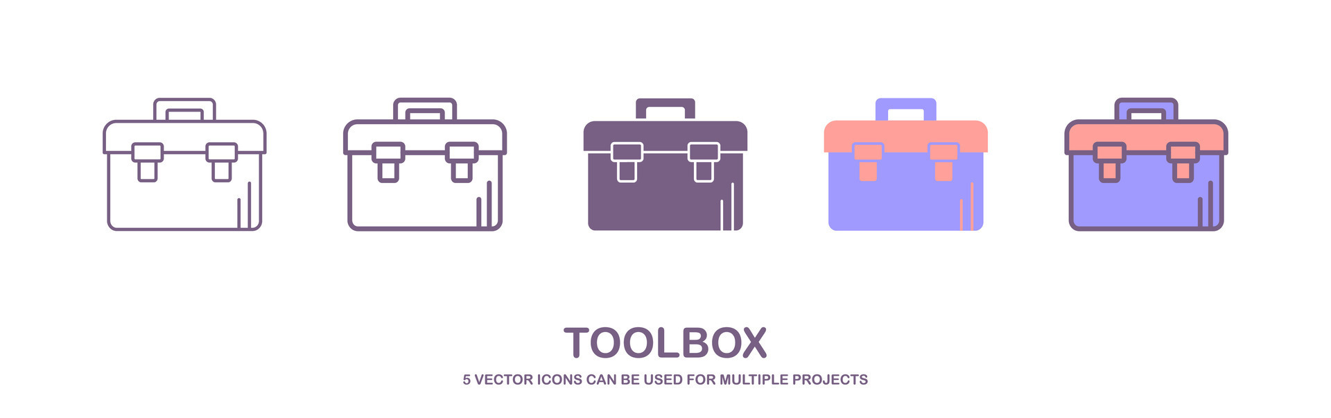 Tools Box Line Icon Concept Web Buttons Vector Illustration Set Of A Toolbox Icon Vector