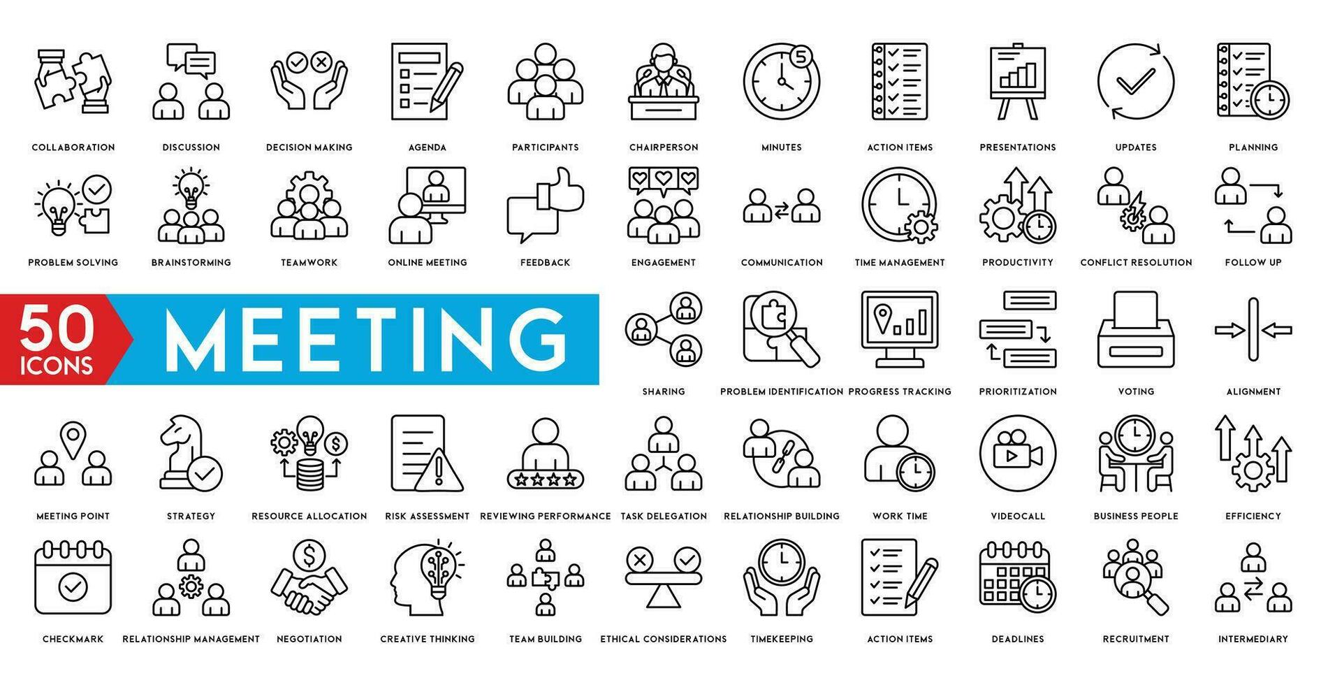 Meeting line icon set. Included icons as meeting room, team, teamwork ... Meeting line icon set. Included icons as meeting room, team, teamwork ...