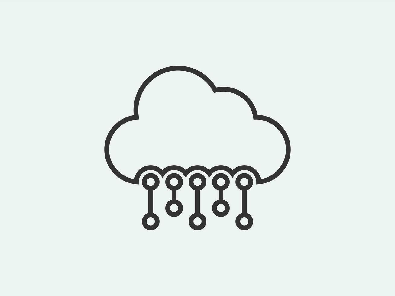 Technology icon vector cloud computing connection. Big data global server. Line design symbol ...