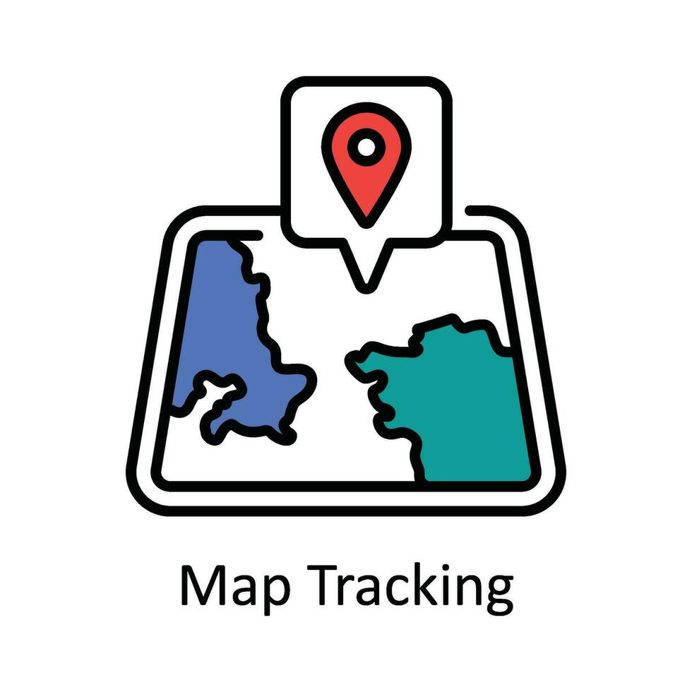 Map Tracking Vector Fill Outline Icon Design Illustration Map And