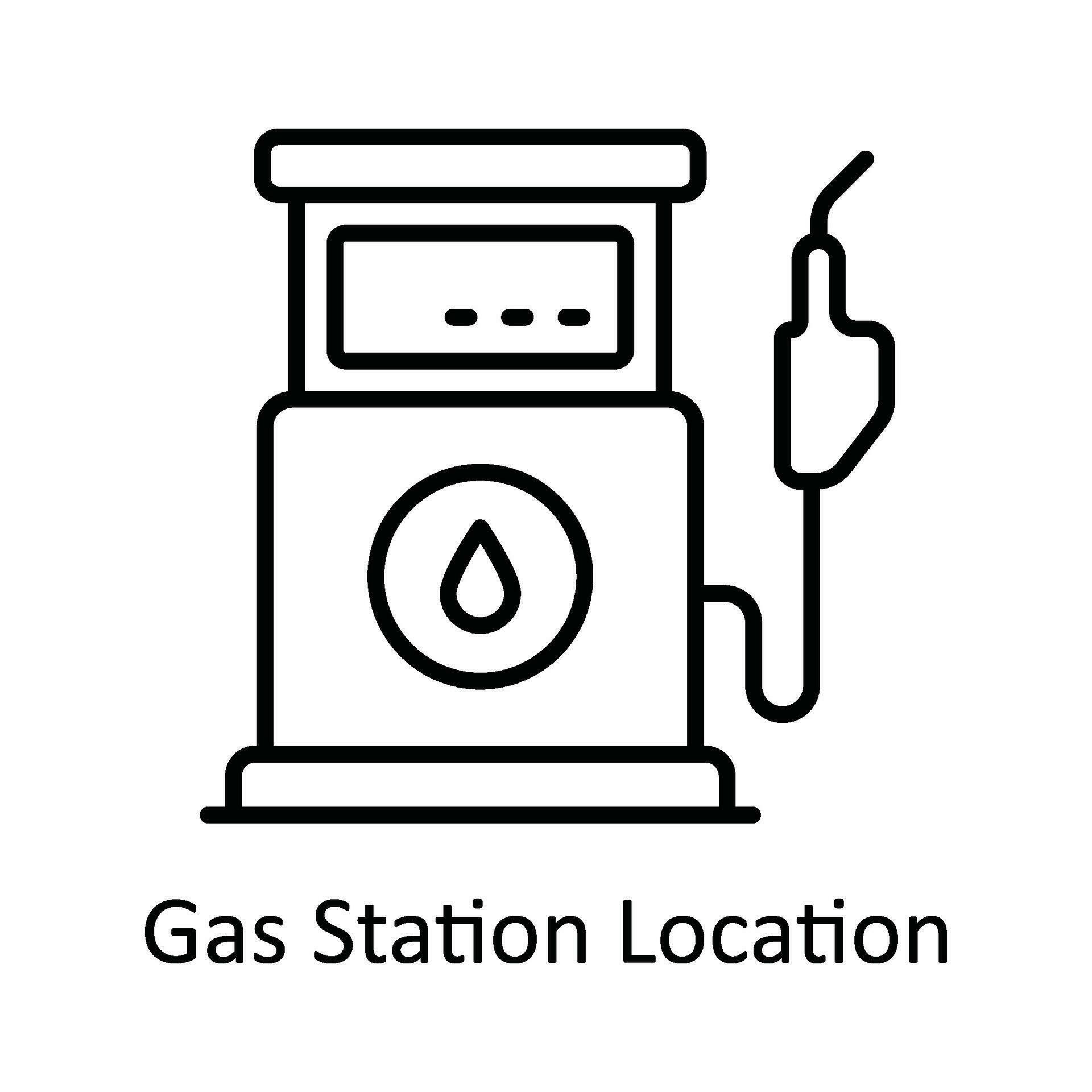 Gas Station Location Vector outline Icon Design illustration. Map and ...