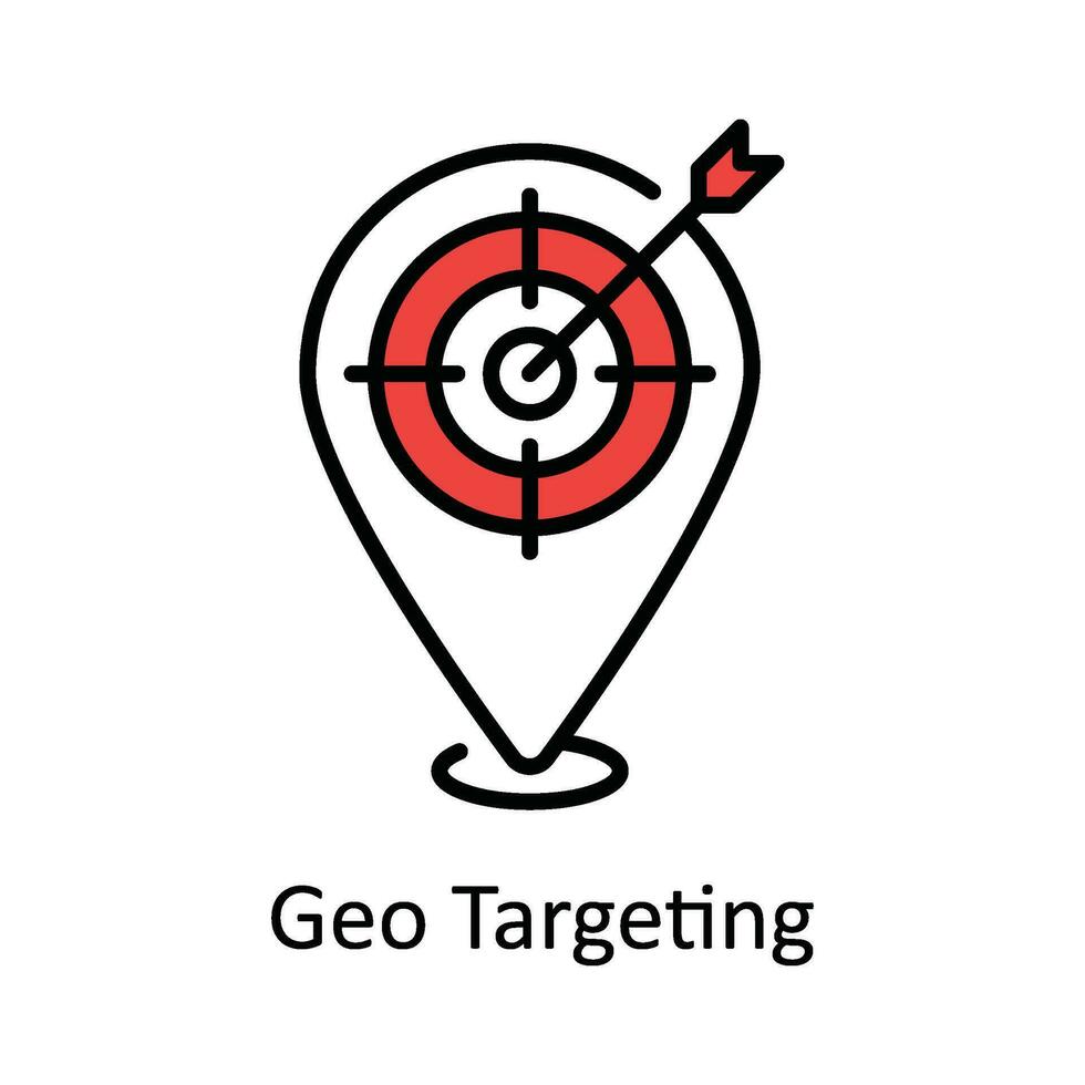 Geo Targeting Vector Fill Outline Icon Design Illustration Map And