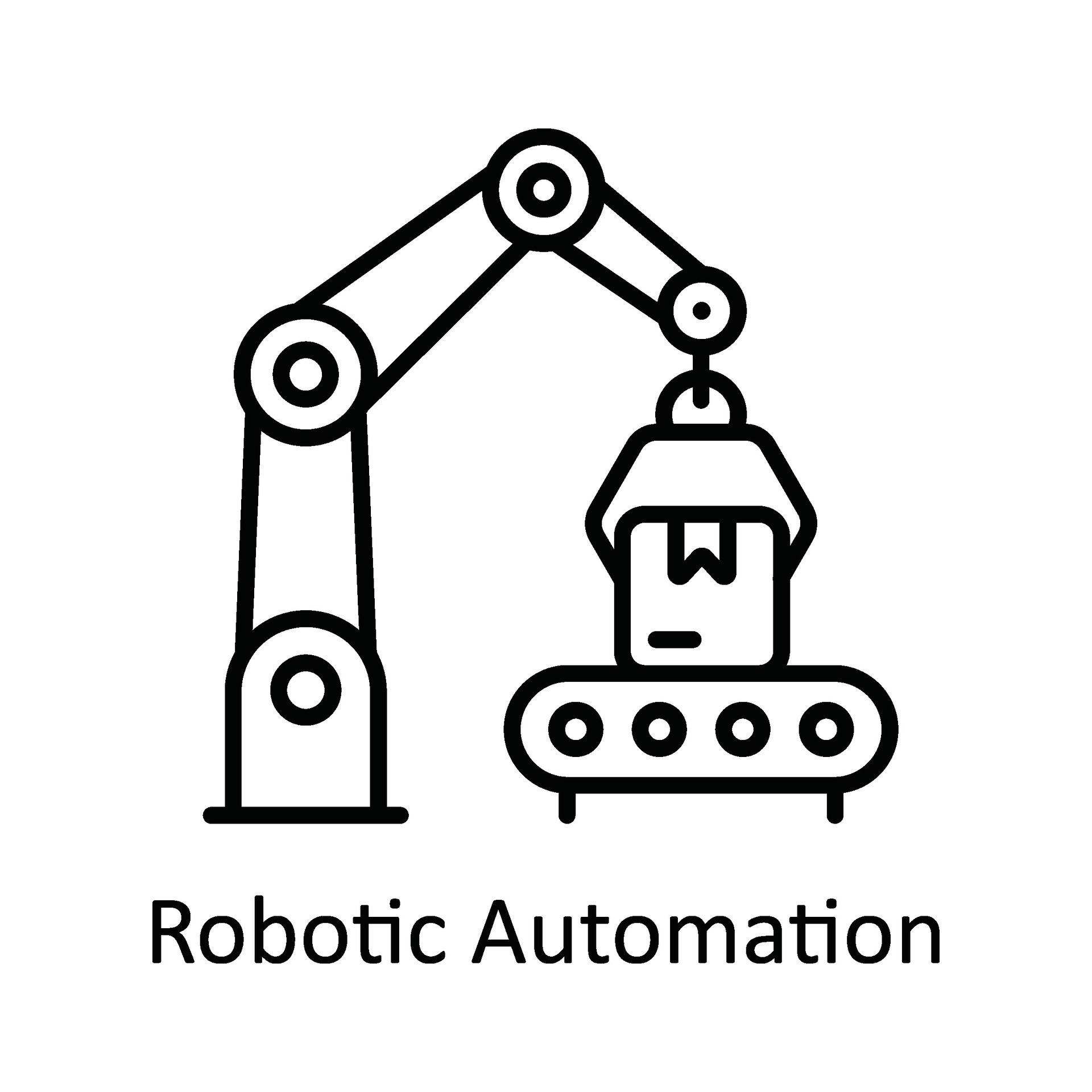 Robotic Automation Vector Outline Icon Design Illustration Smart Industries Symbol On White