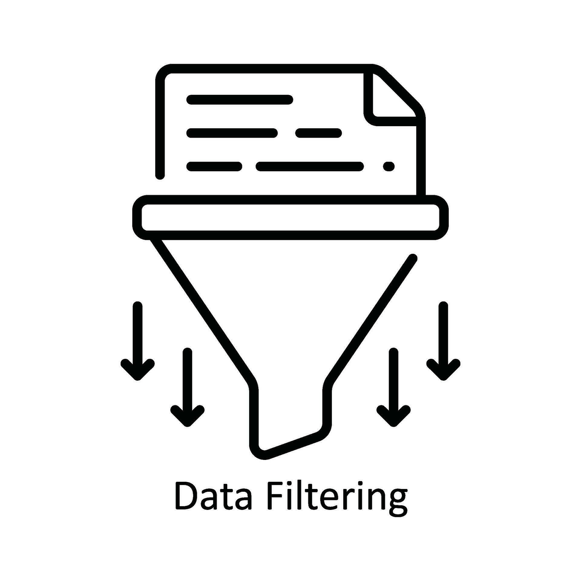 Data Filtering Vector outline Icon Design illustration. Product ...