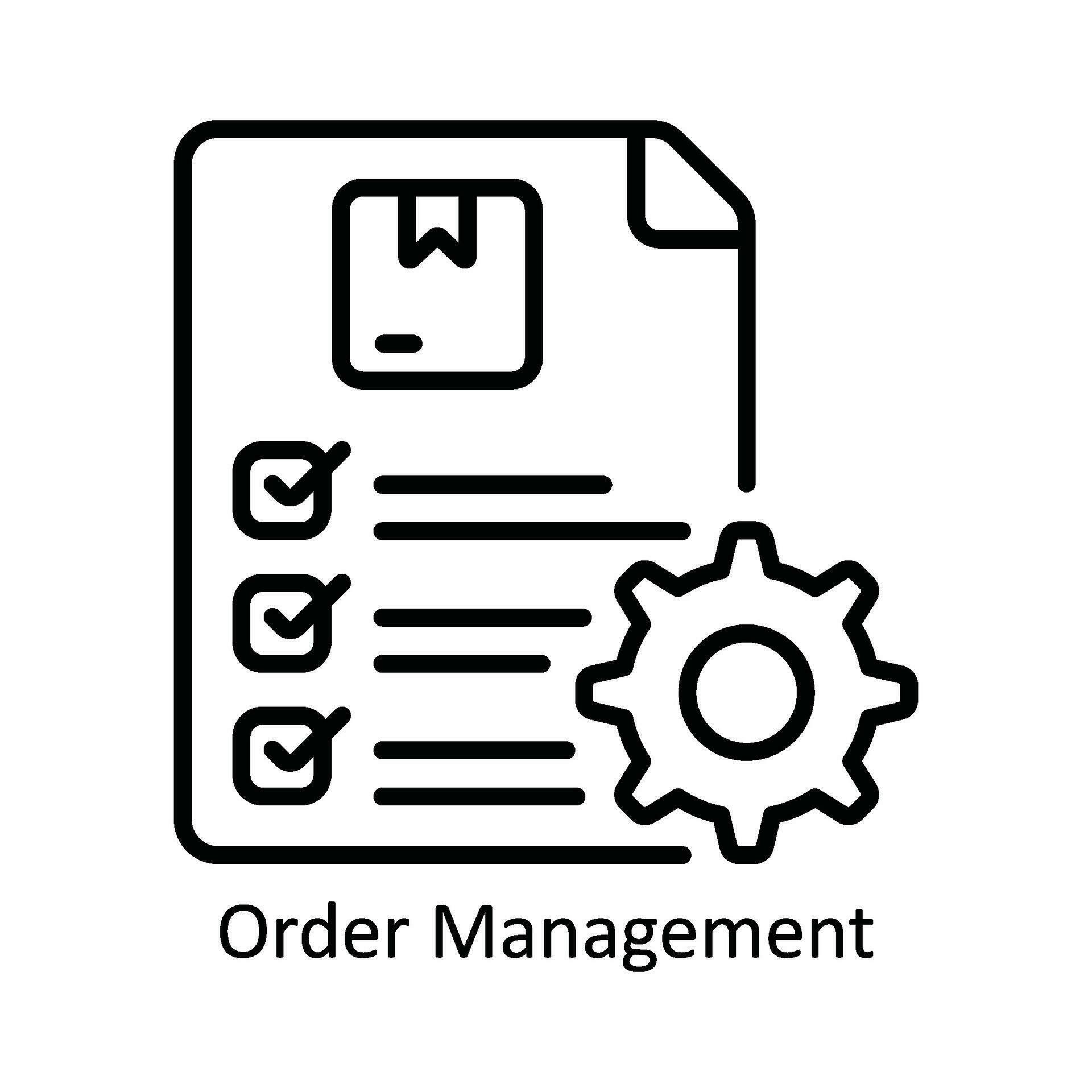 Order Management Vector outline Icon Design illustration. Product Management Symbol on White ...