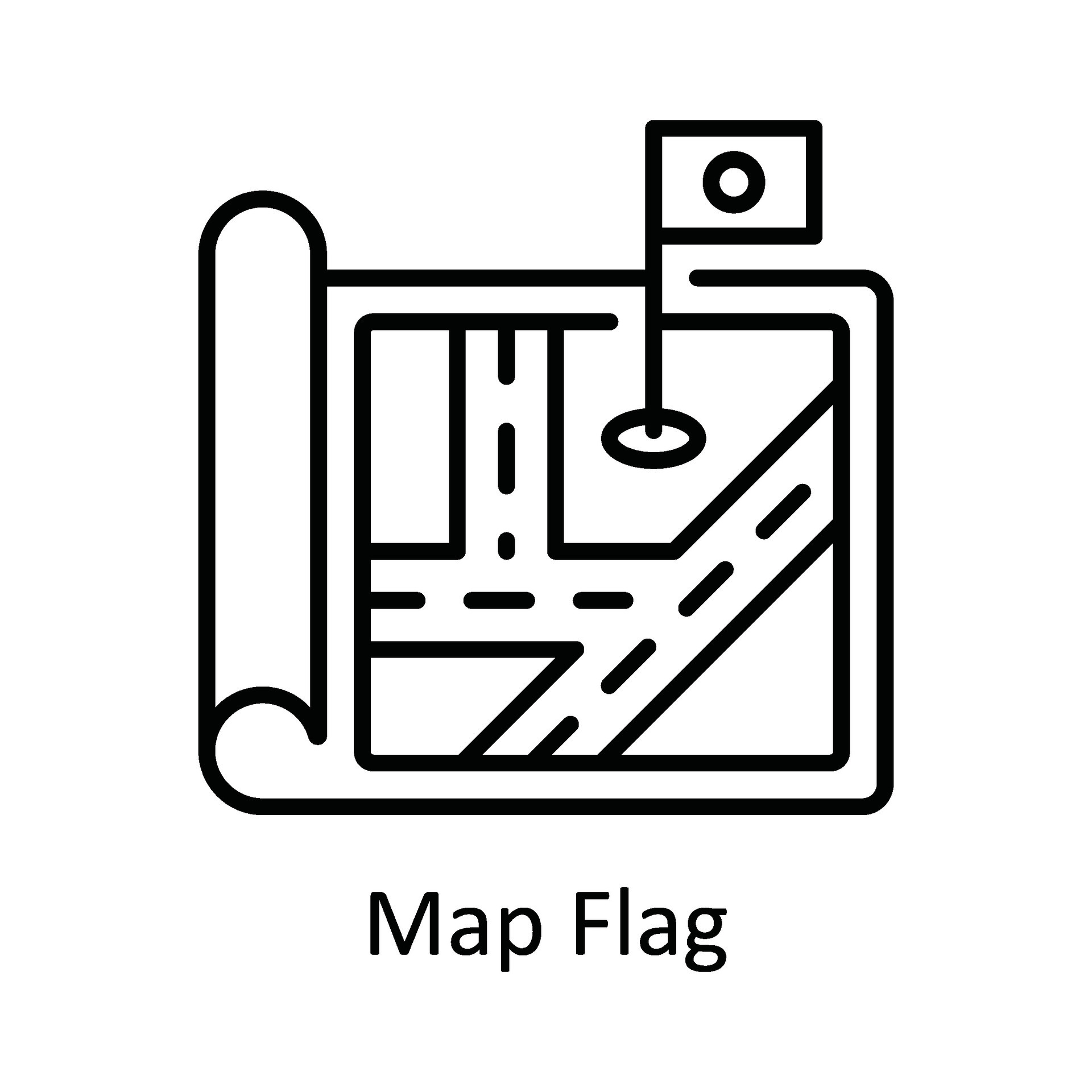 Map Flag Vector Outline Icon Design Illustration Map And Navigation Symbol On White Background
