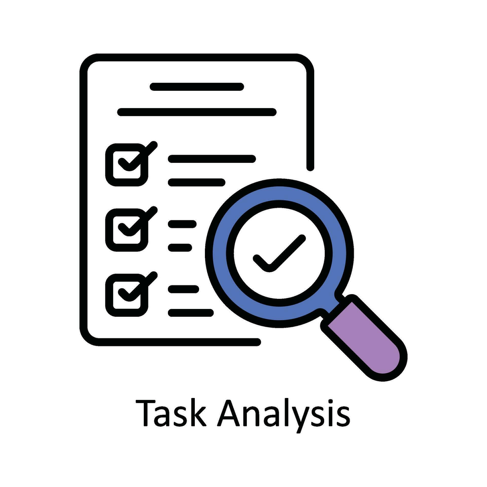 Task Analysis Vector Fill outline Icon Design illustration. Product ...