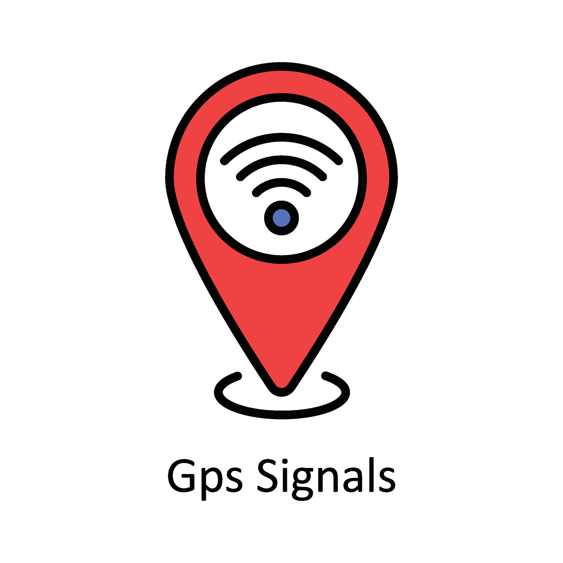 Gps Signals Vector Fill Outline Icon Design Illustration Map And