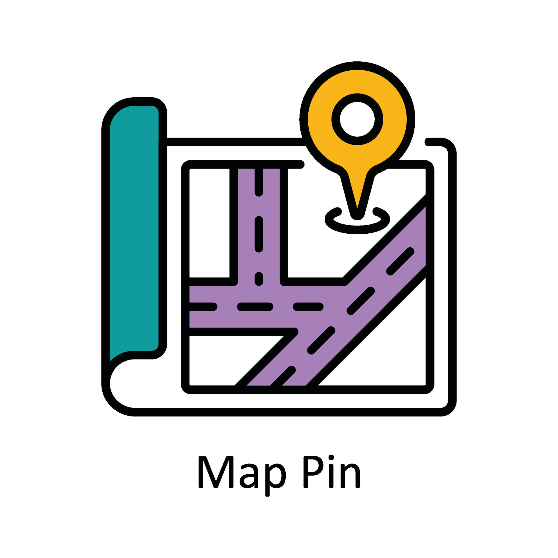 Map Pin Vector Fill Outline Icon Design Illustration Map And Navigation Symbol On White