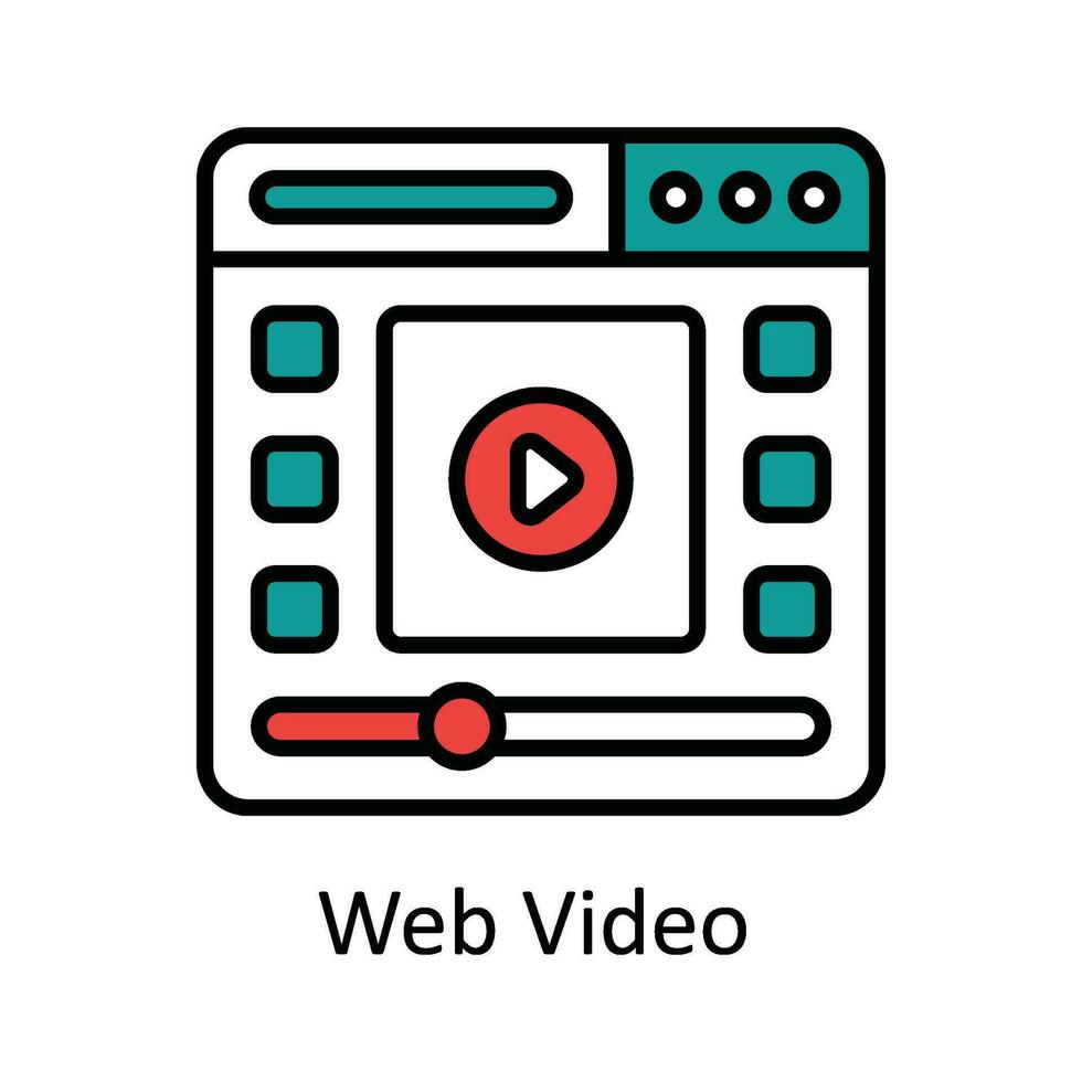 web vídeo vector llenar contorno icono diseño ilustración. en línea ...