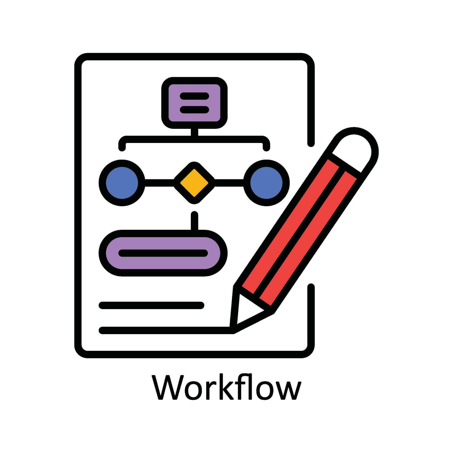Workflow Vector Fill outline Icon Design illustration. Product ...