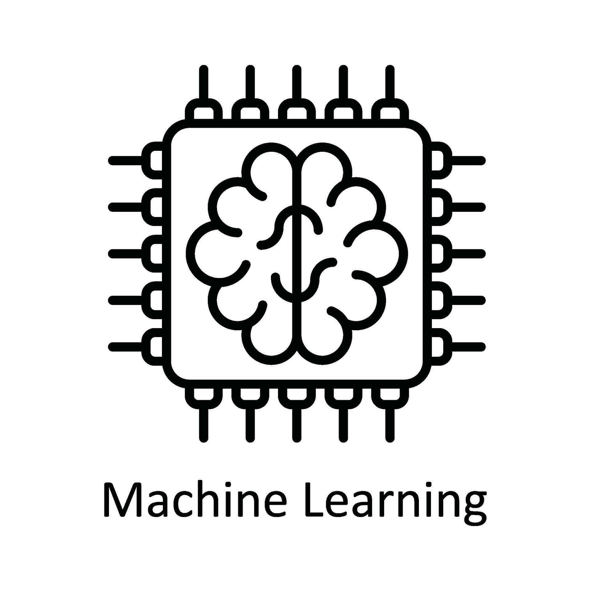Machine Learning Vector outline Icon Design illustration. Smart ...