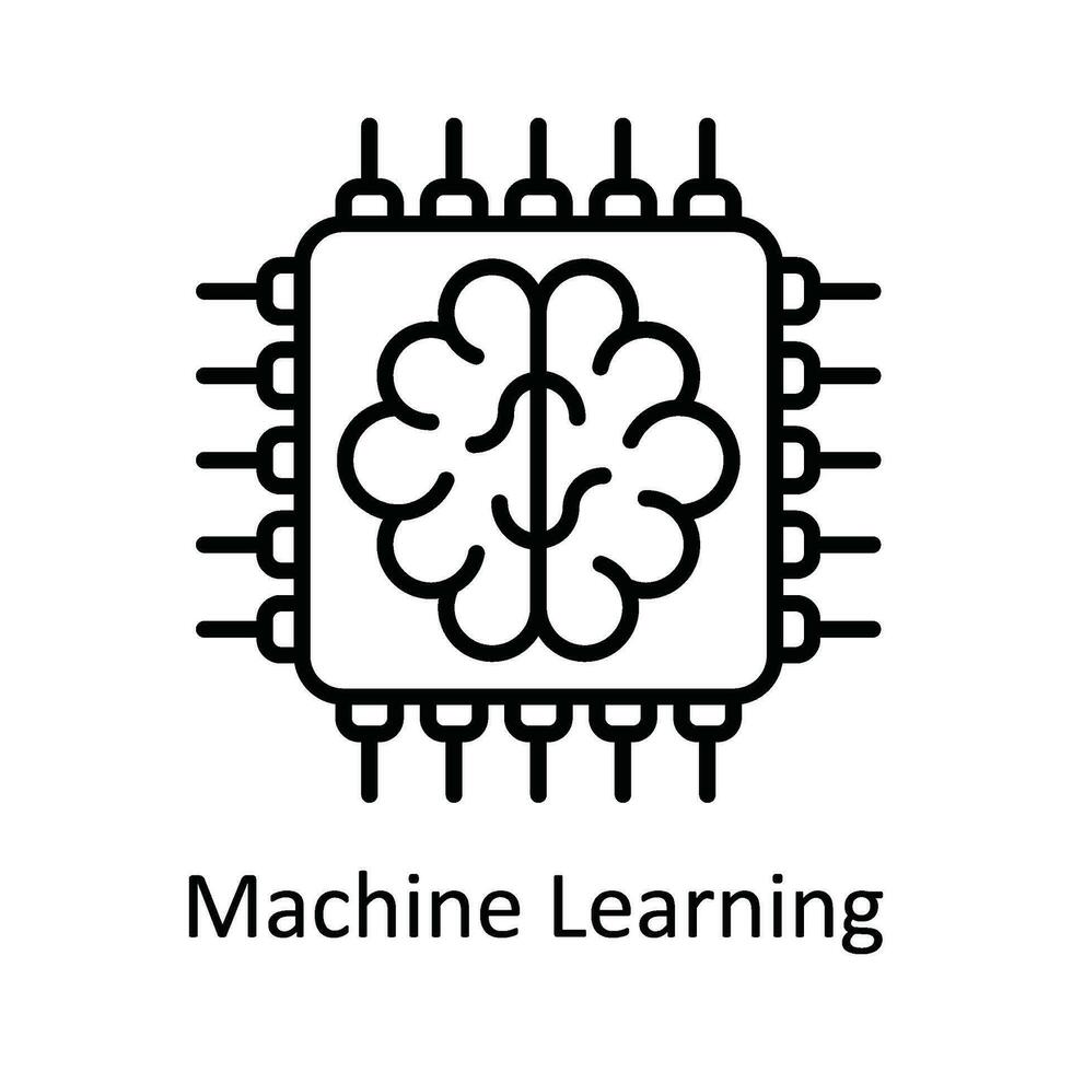 Machine Learning Vector outline Icon Design illustration. Smart ...
