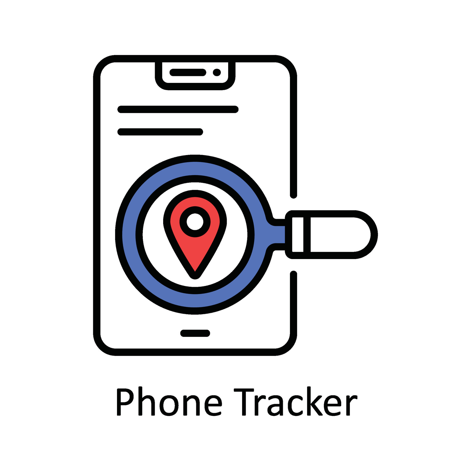 Phone Tracker Vector Fill Outline Icon Design Illustration Map And