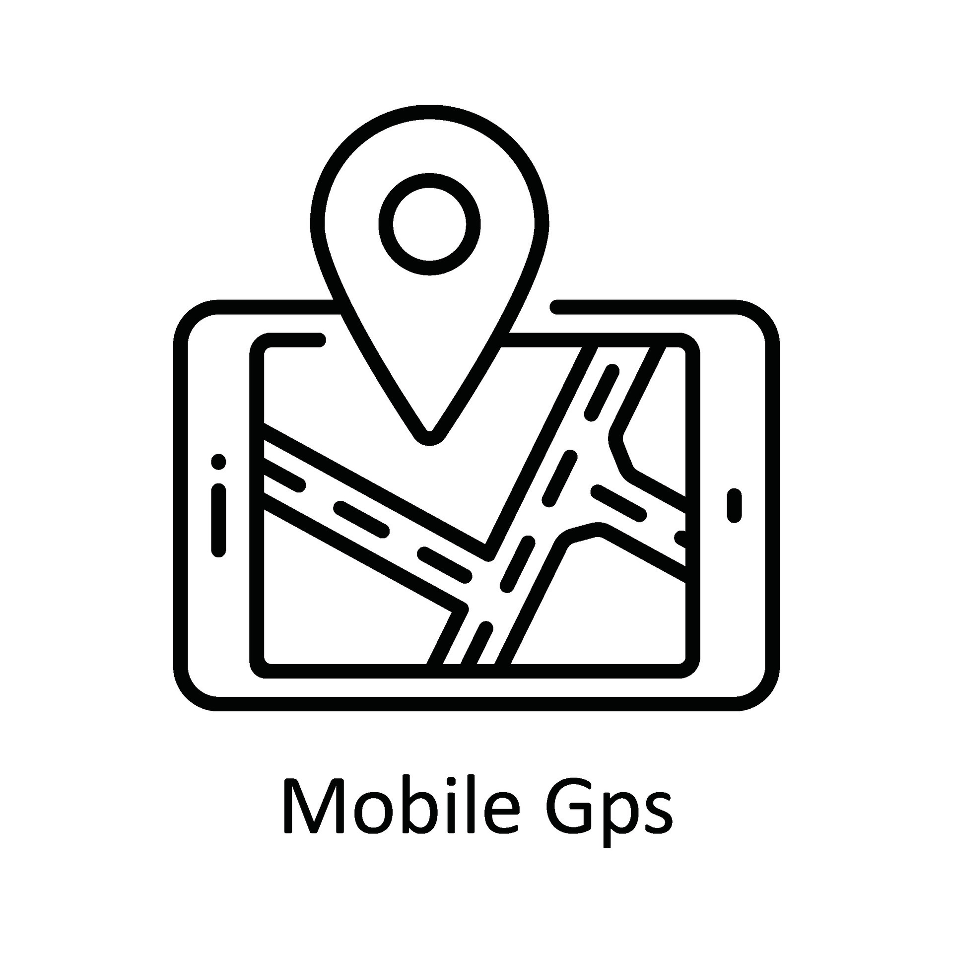 Mobile Gps Vector Outline Icon Design Illustration Map And Navigation Symbol On White