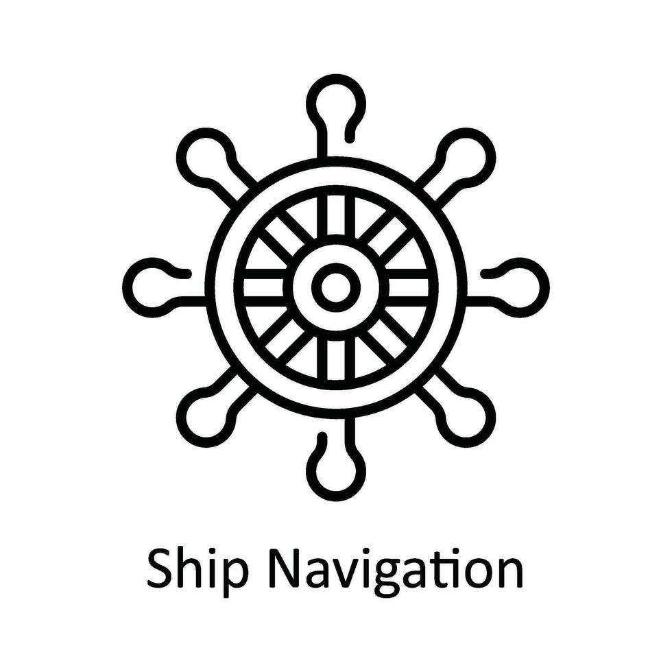 Ship Navigation Vector Outline Icon Design Illustration Map And Navigation Symbol On White