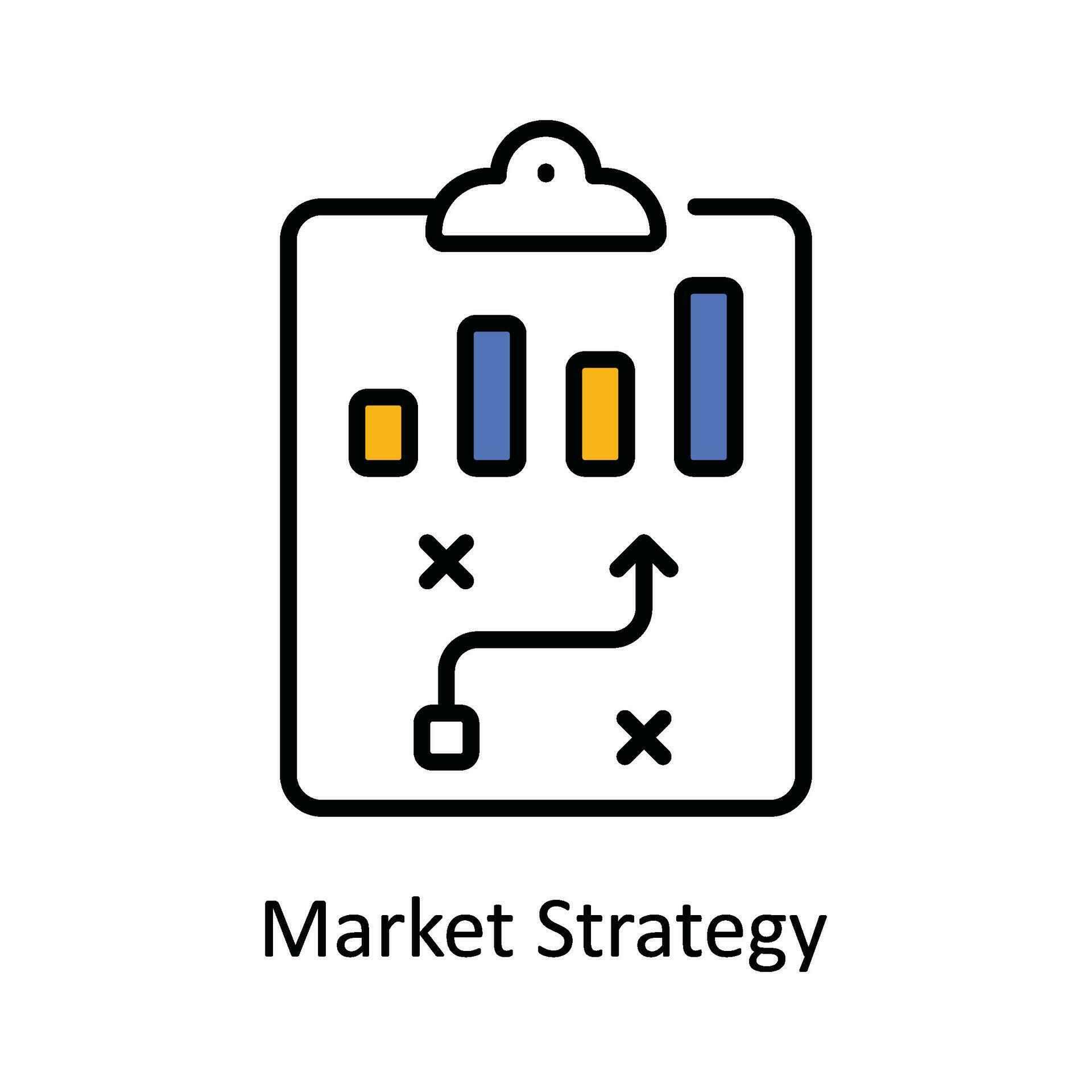 Market Strategy Vector Fill outline Icon Design illustration. Digital ...