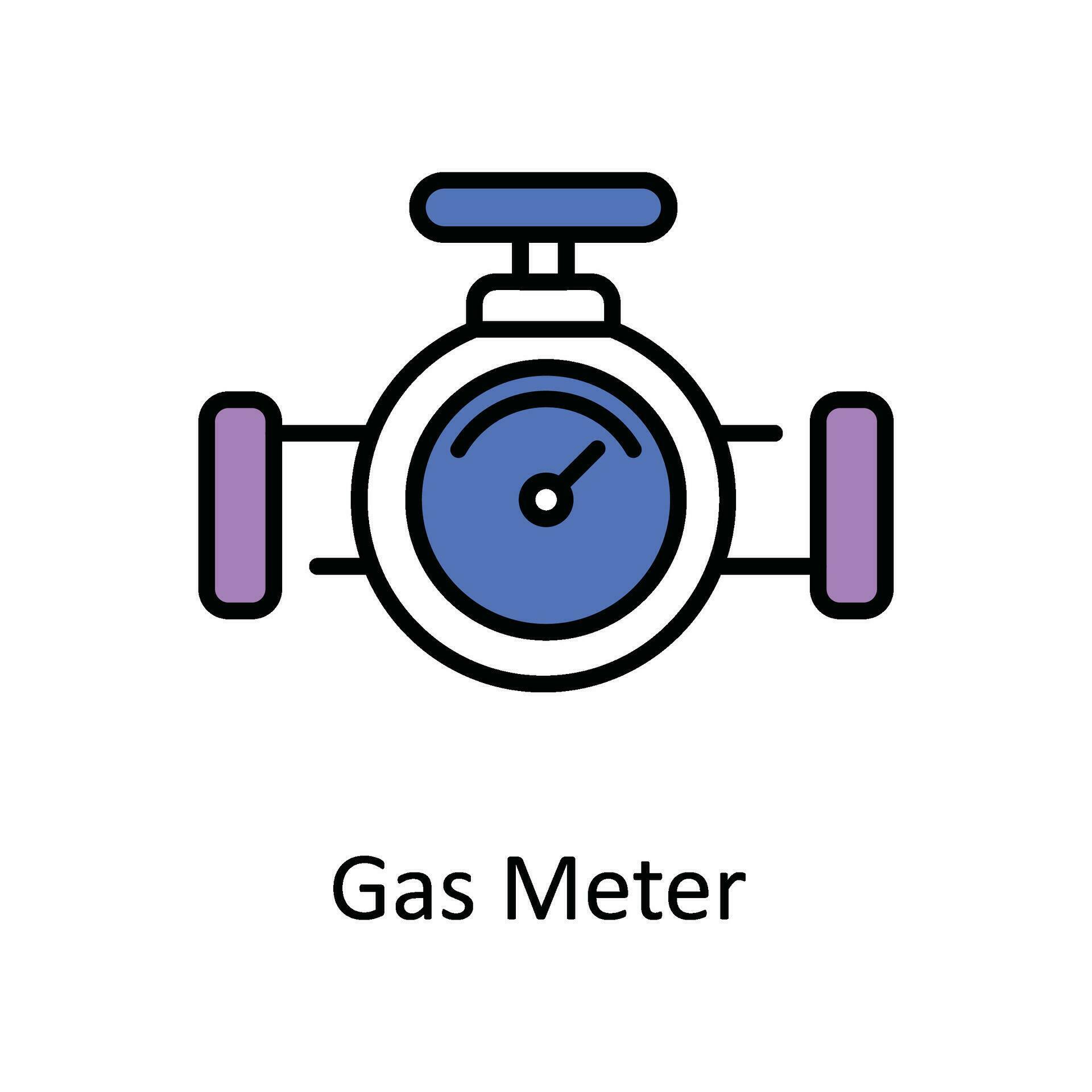 Gas Meter Vector Fill outline Icon Design illustration. Smart Industries Symbol on White ...
