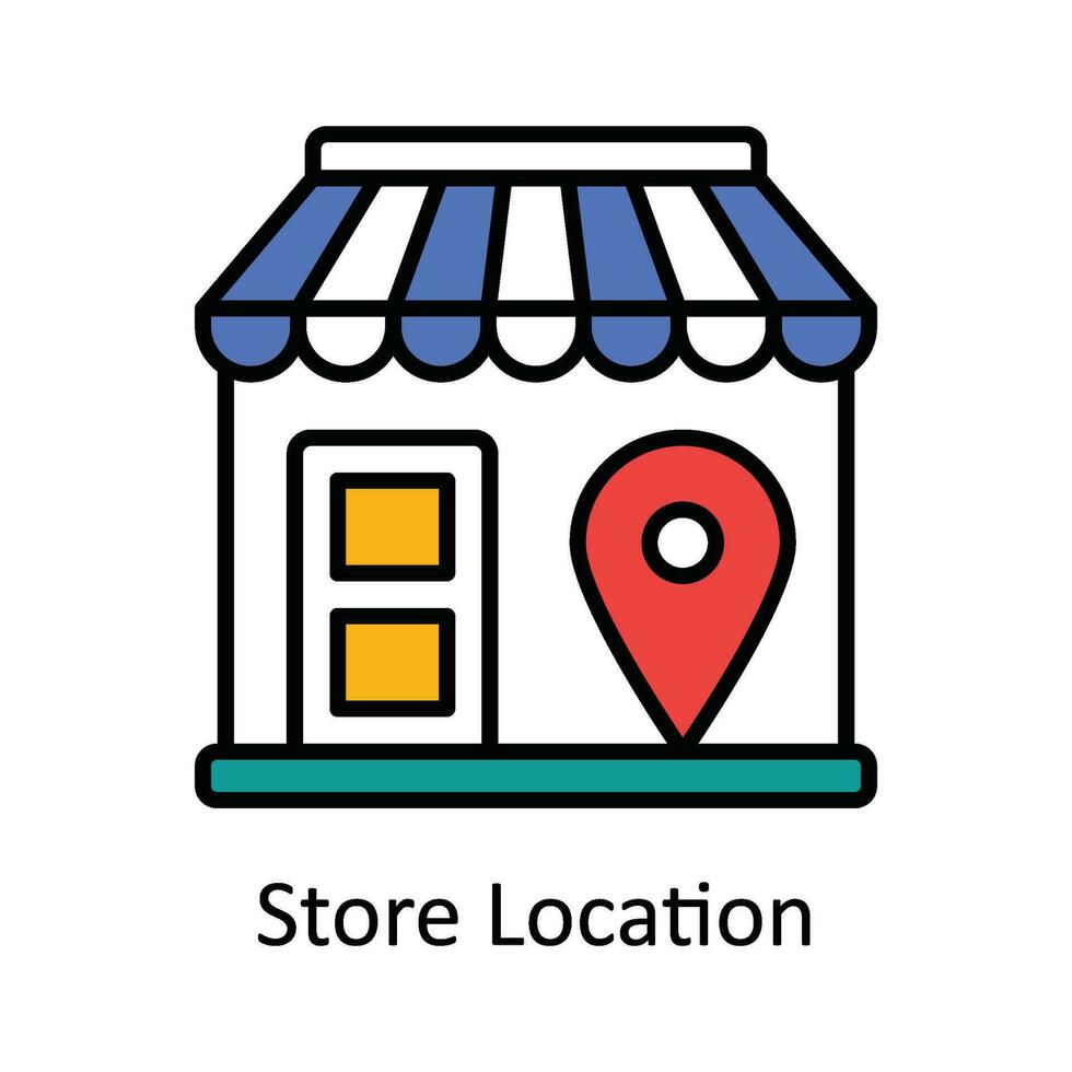 Store Location Vector Fill outline Icon Design illustration. Map and ...