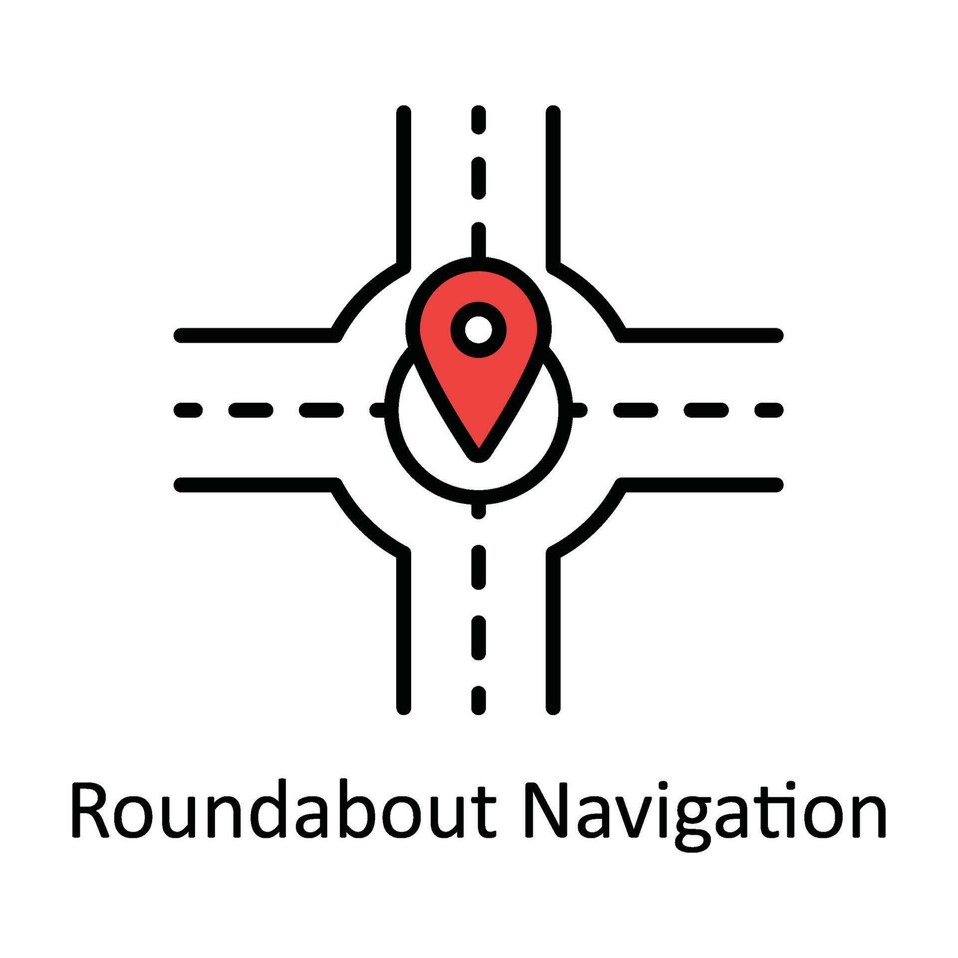 Roundabout Navigation Vector Fill Outline Icon Design Illustration Map And Navigation Symbol On