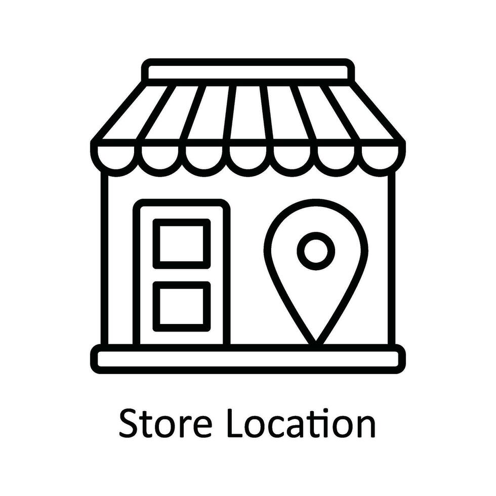 Store Location Vector outline Icon Design illustration. Map and ...