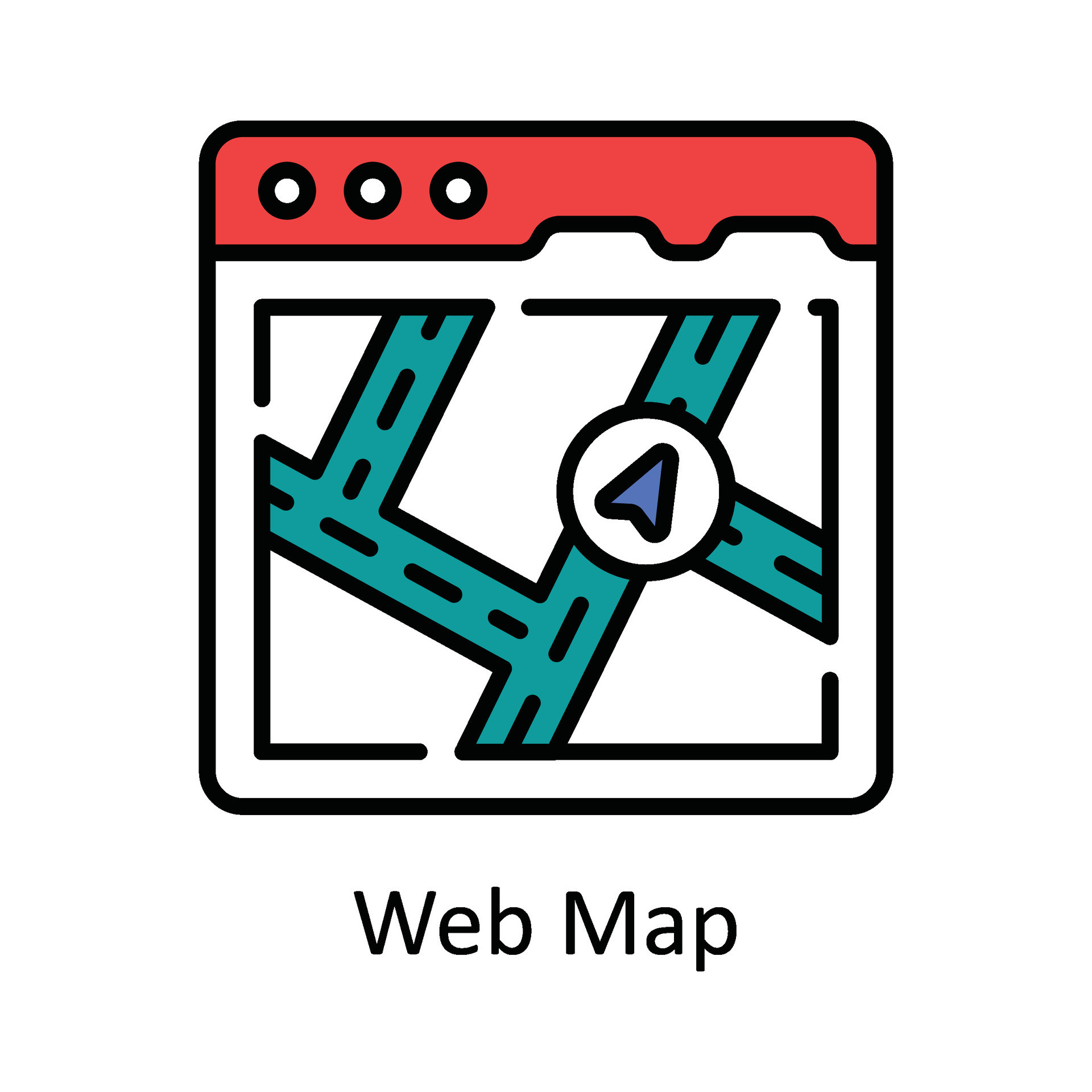 Web Map Vector Fill Outline Icon Design Illustration Map And