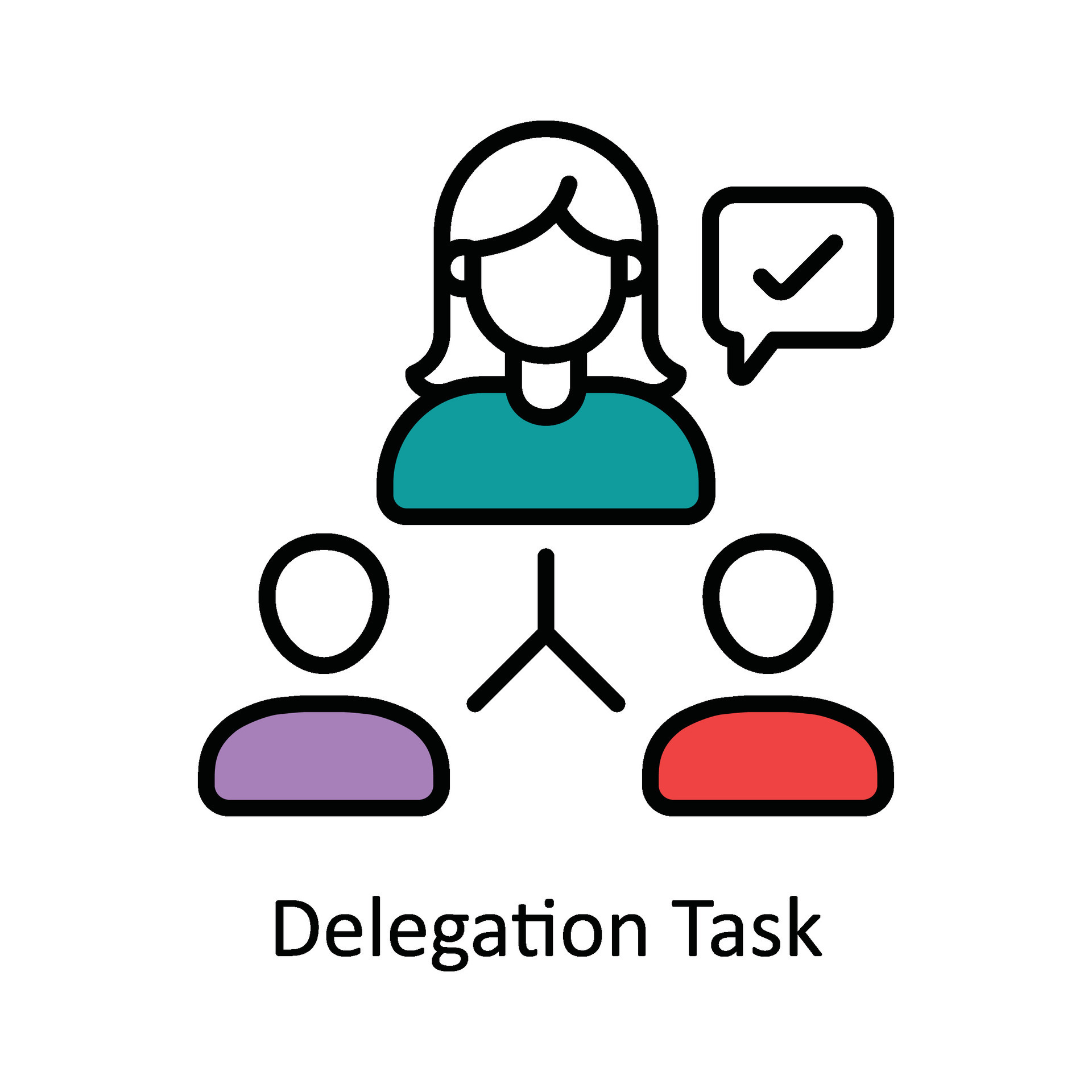 Delegation Task Vector Fill Outline Icon Design Illustration Product Management Symbol On White