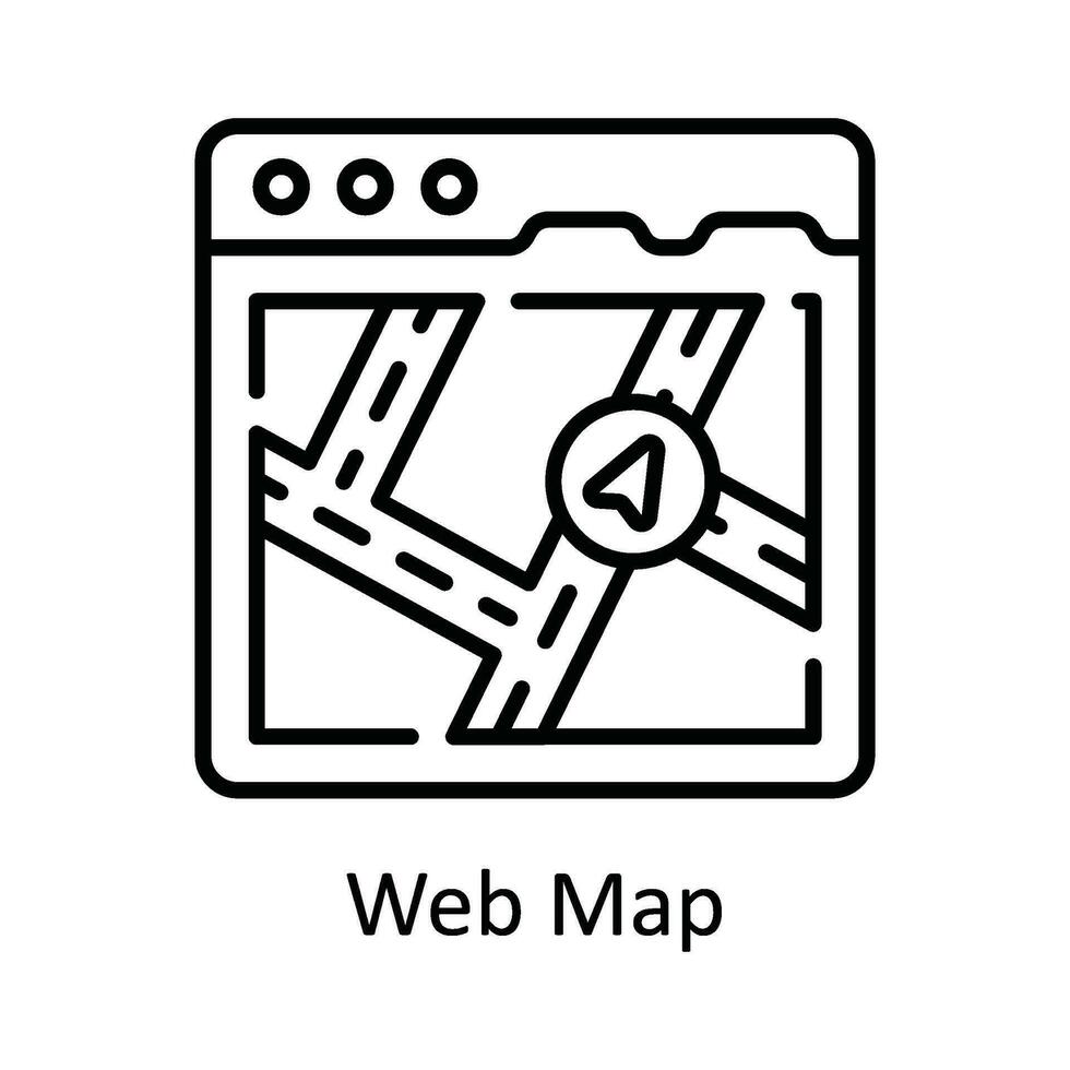 Web Map Vector outline Icon Design illustration. Map and Navigation ...