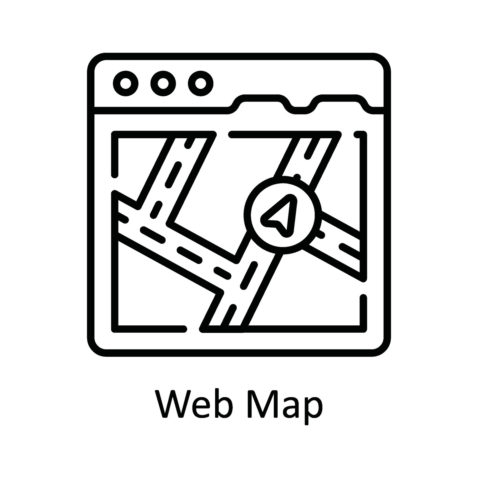 Web Map Vector outline Icon Design illustration. Map and Navigation ...
