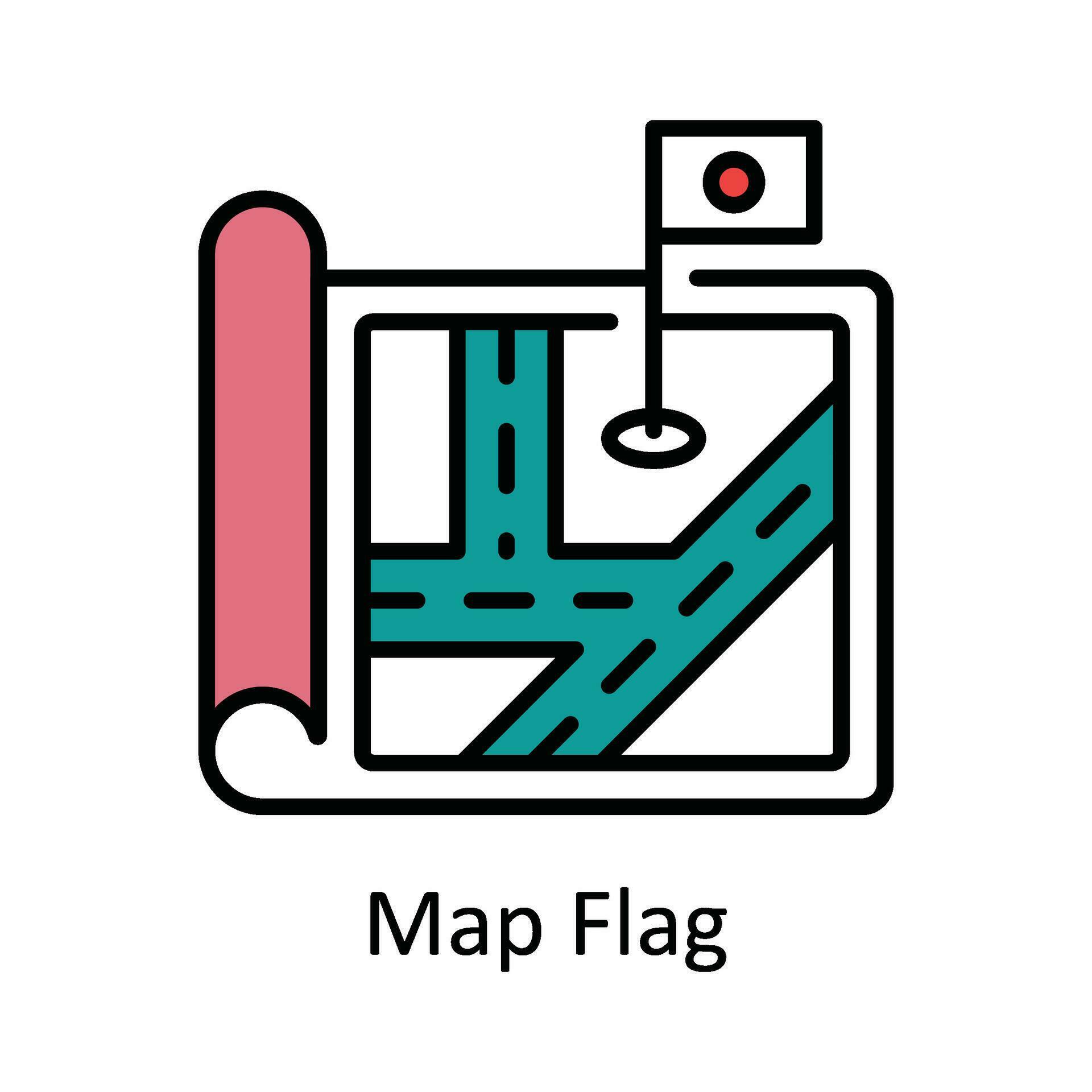 Map Flag Vector Fill Outline Icon Design Illustration Map And Navigation Symbol On White