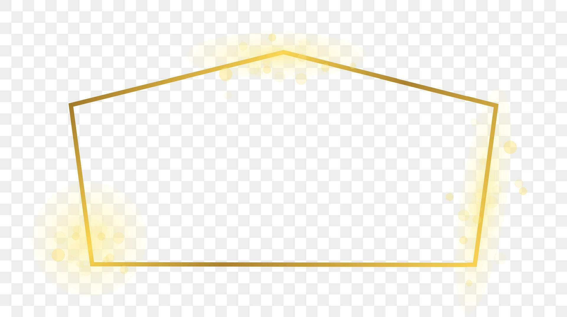 Gold glowing tetragon shape frame isolated on background. Shiny frame with glowing effects ...