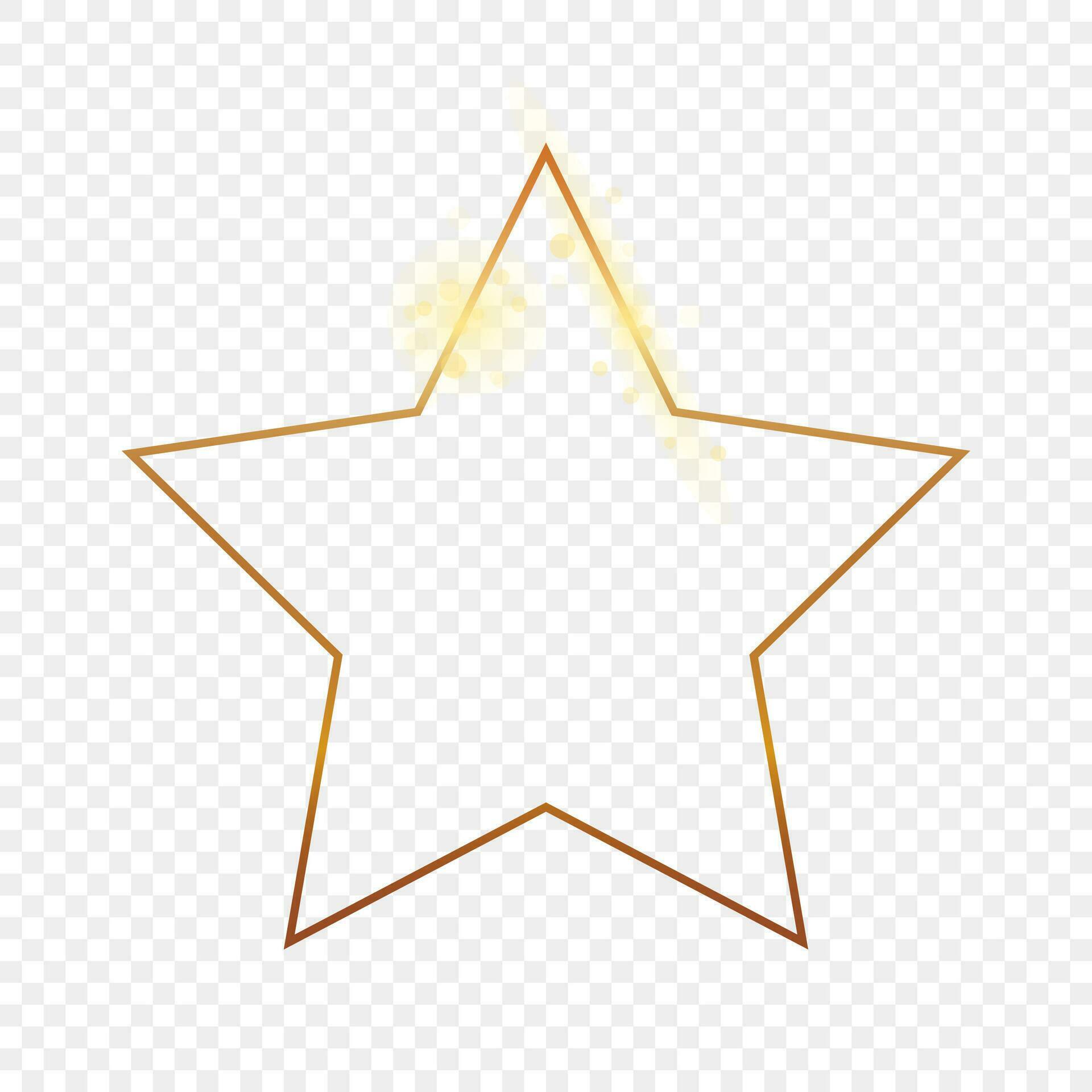 Gold glowing star shape frame isolated on background. Shiny frame with glowing effects. Vector ...