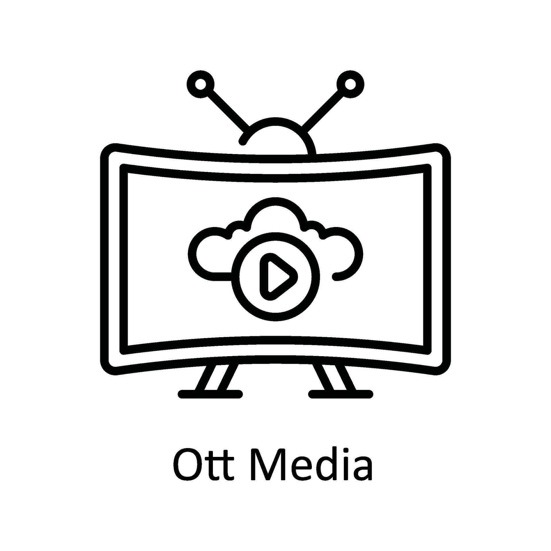Ott Media Vector outline Icon Design illustration. Online streaming Symbol on White background ...