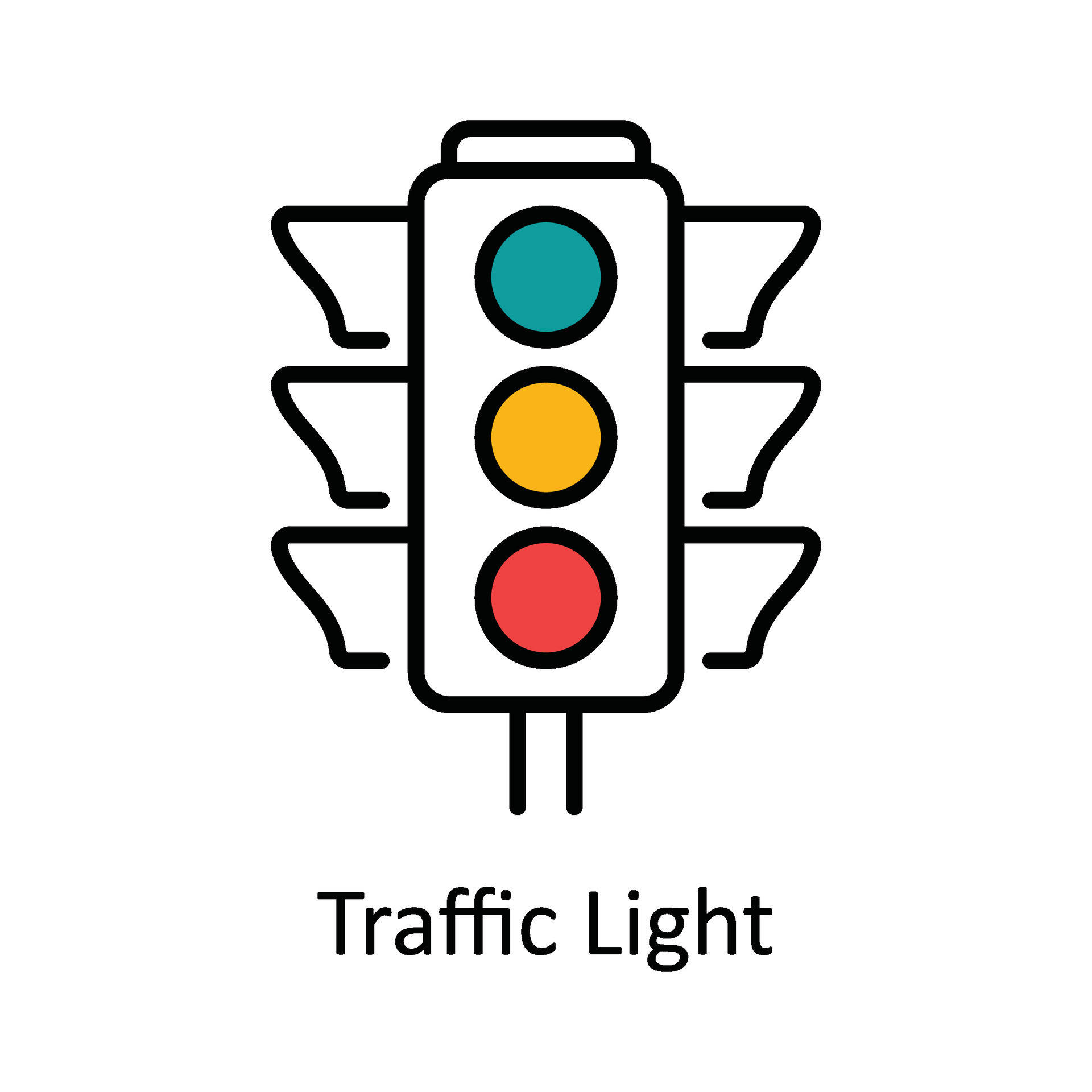 Traffic Light Vector Fill Outline Icon Design Illustration Map And