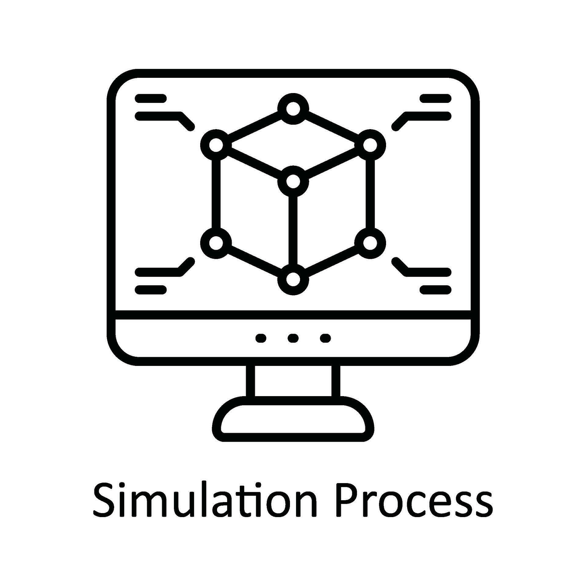 Simulation Process Vector outline Icon Design illustration. Smart ... Simulation Process Vector outline Icon Design illustration. Smart ...