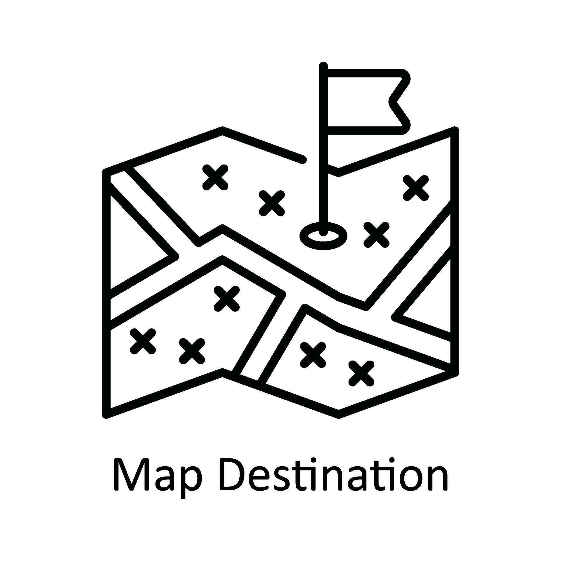 Map Destination Vector Outline Icon Design Illustration Map And Navigation Symbol On White