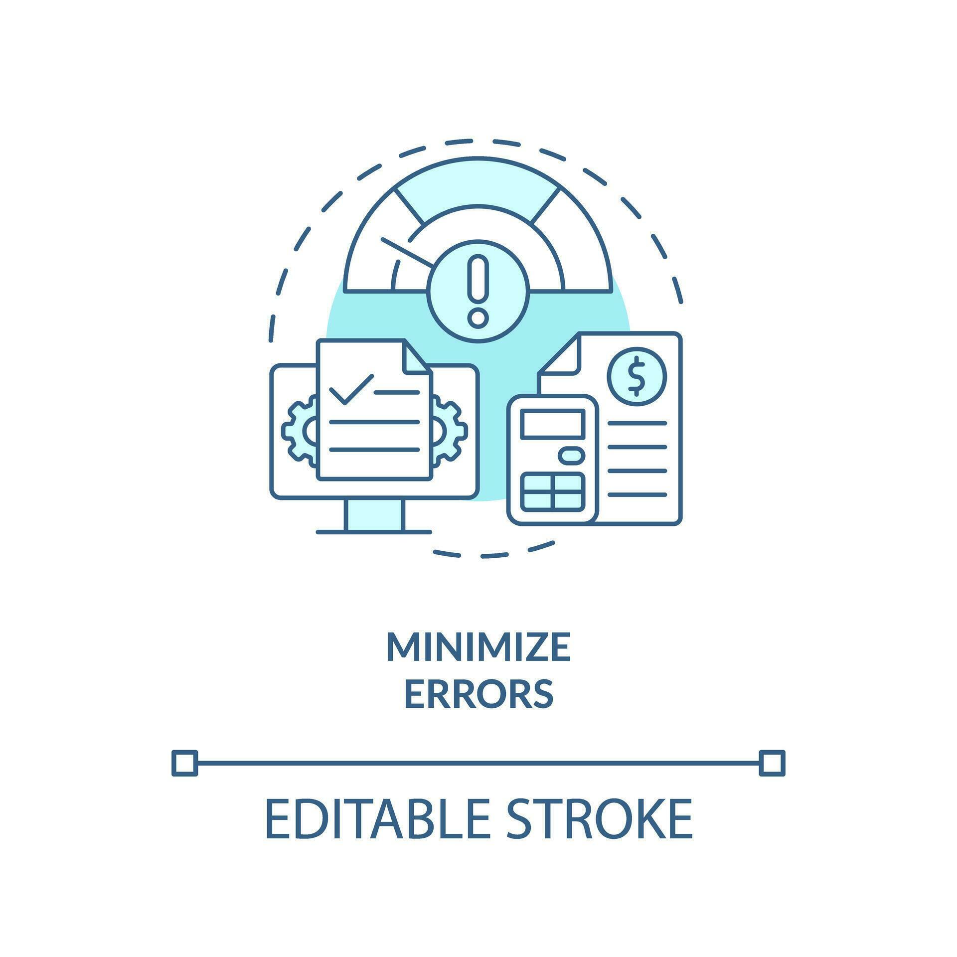 Minimize errors turquoise concept icon. Accurate calculations ...