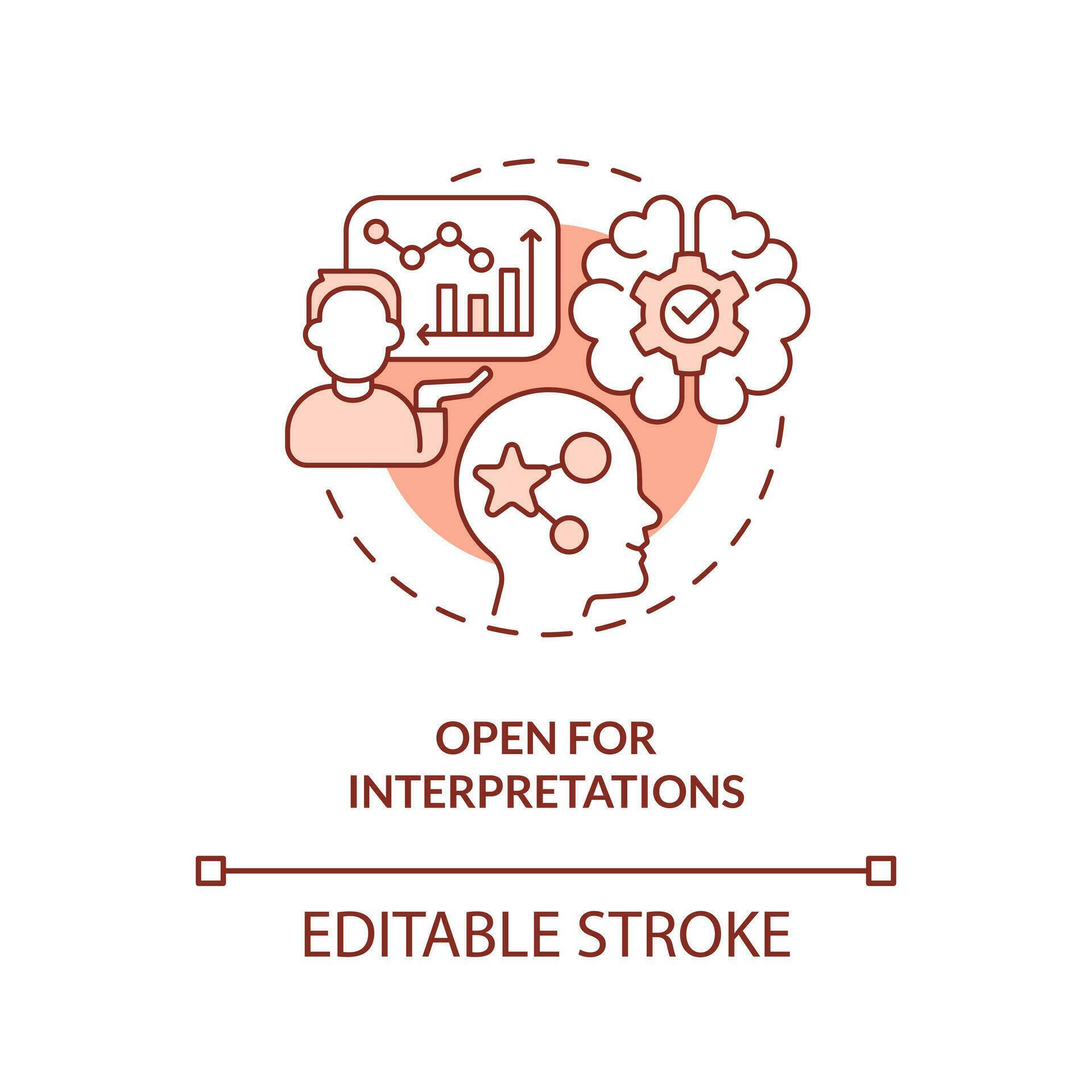 Open for interpretations terracotta concept icon. Economic indicators disadvantage abstract idea ...