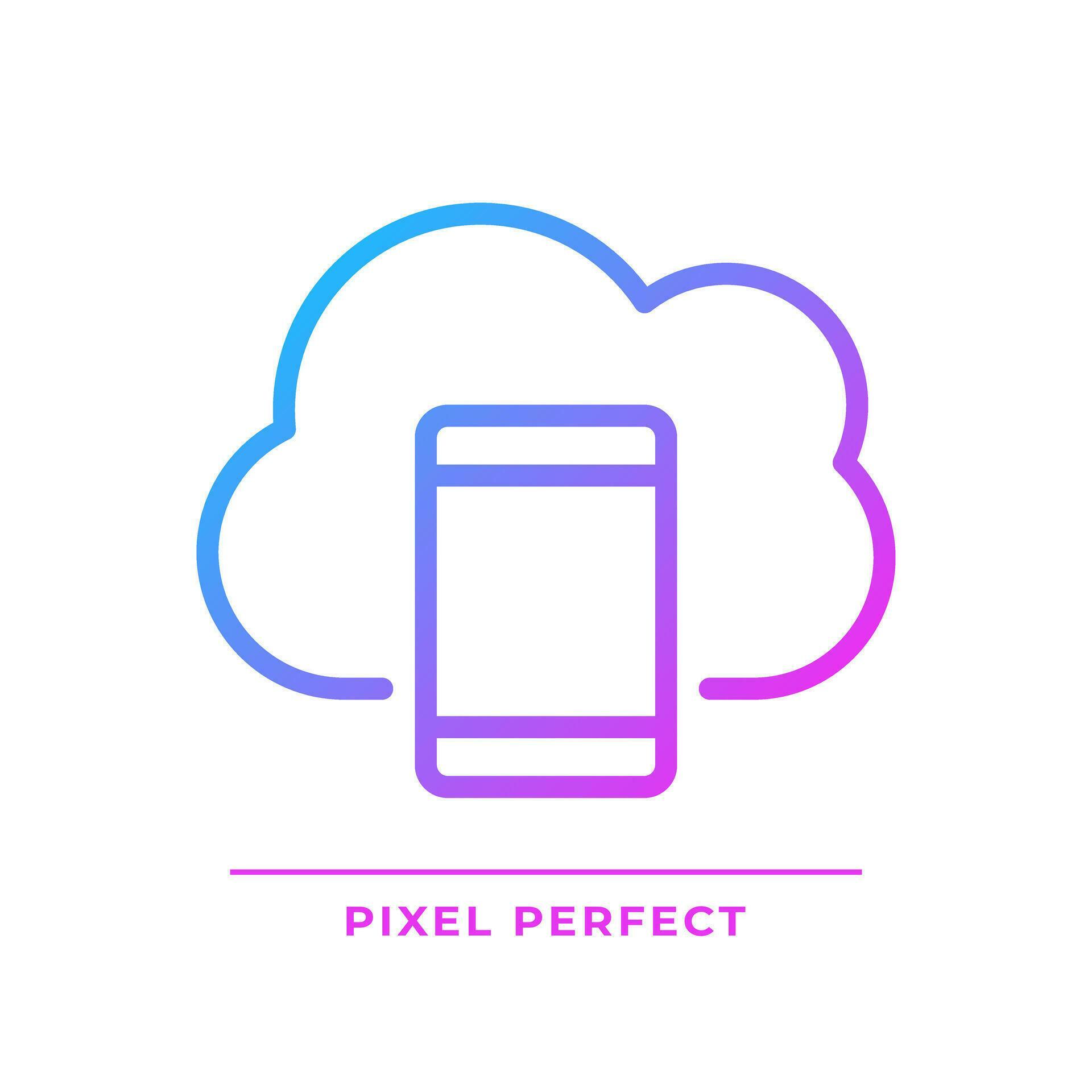 Mobile Cloud Computing Pixel Perfect Gradient Linear Vector Icon Apps Delivering Technology