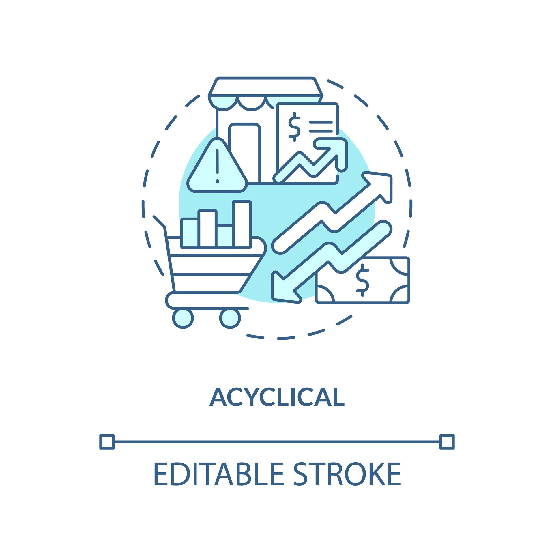 Acyclical turquoise concept icon. Attribute of economic indicators ... Acyclical turquoise concept icon. Attribute of economic indicators ...